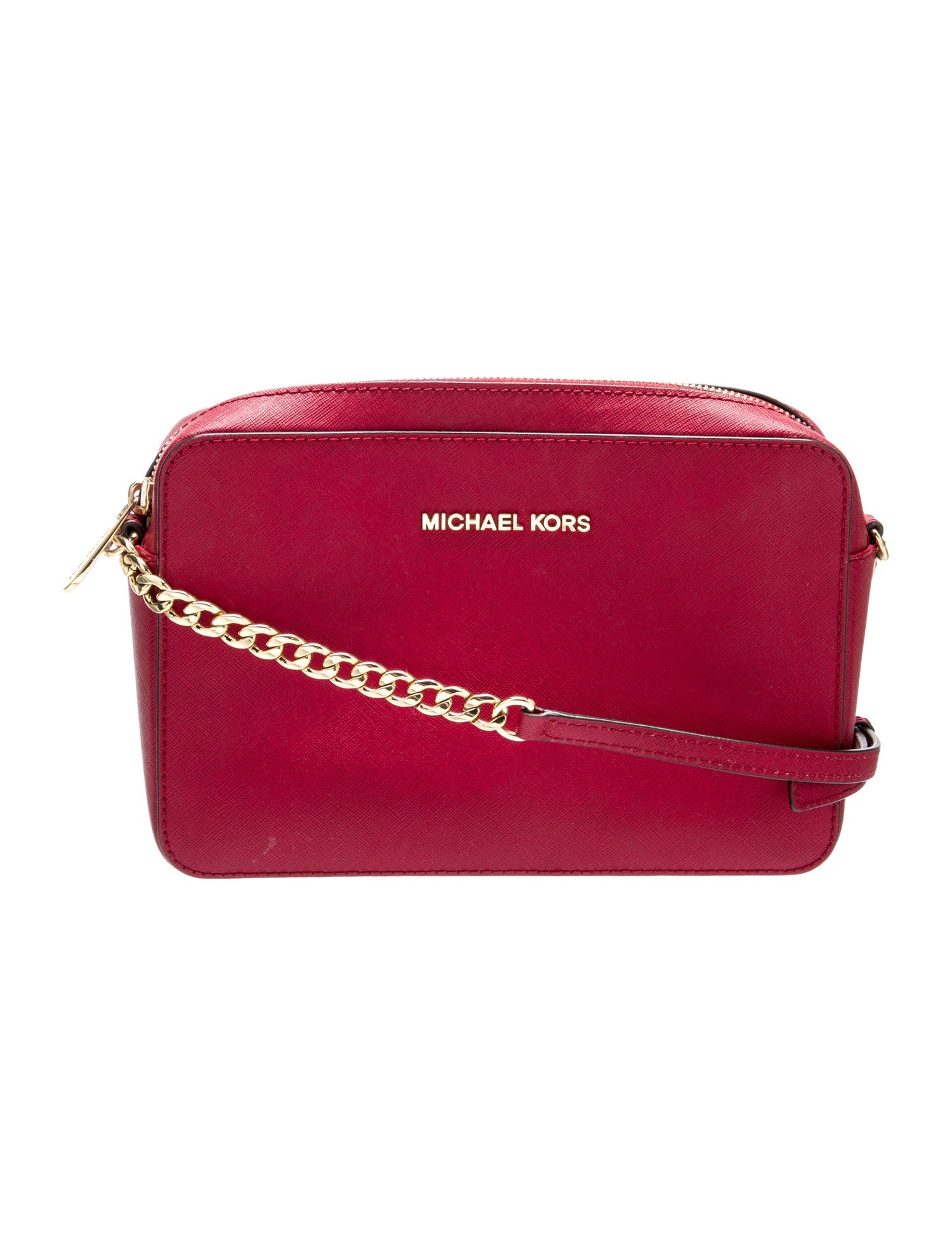 Michael Kors Chain-Link Leather Crossbody Bag - Red Crossbody Bags, Handbags - MIC262871 | The ...