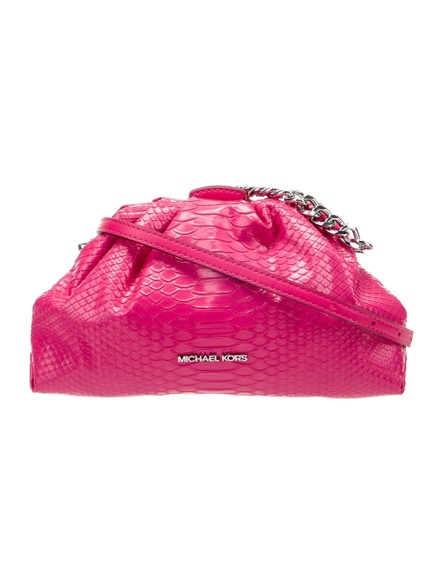 Michael Kors Embossed Leather Nola Clutch - Pink Clutches, Handbags ...