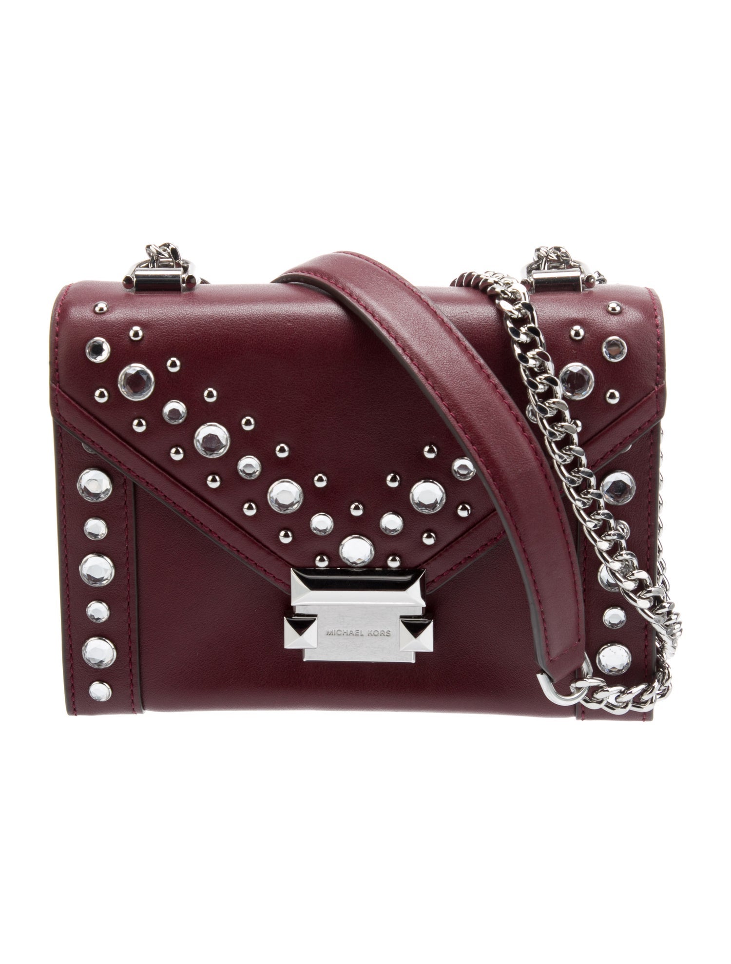 Michael Kors Studded Leather Crossbody Bag - Black Crossbody Bags ...