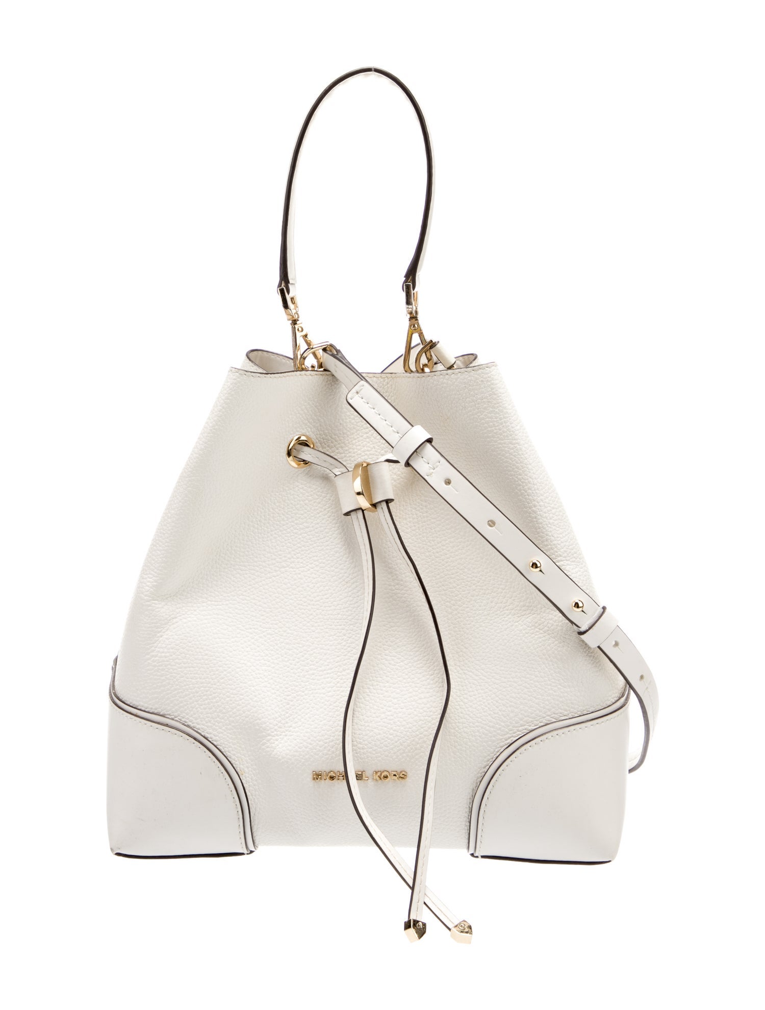 Michael Kors Textured Leather Bucket Bag - White Bucket Bags, Handbags ...