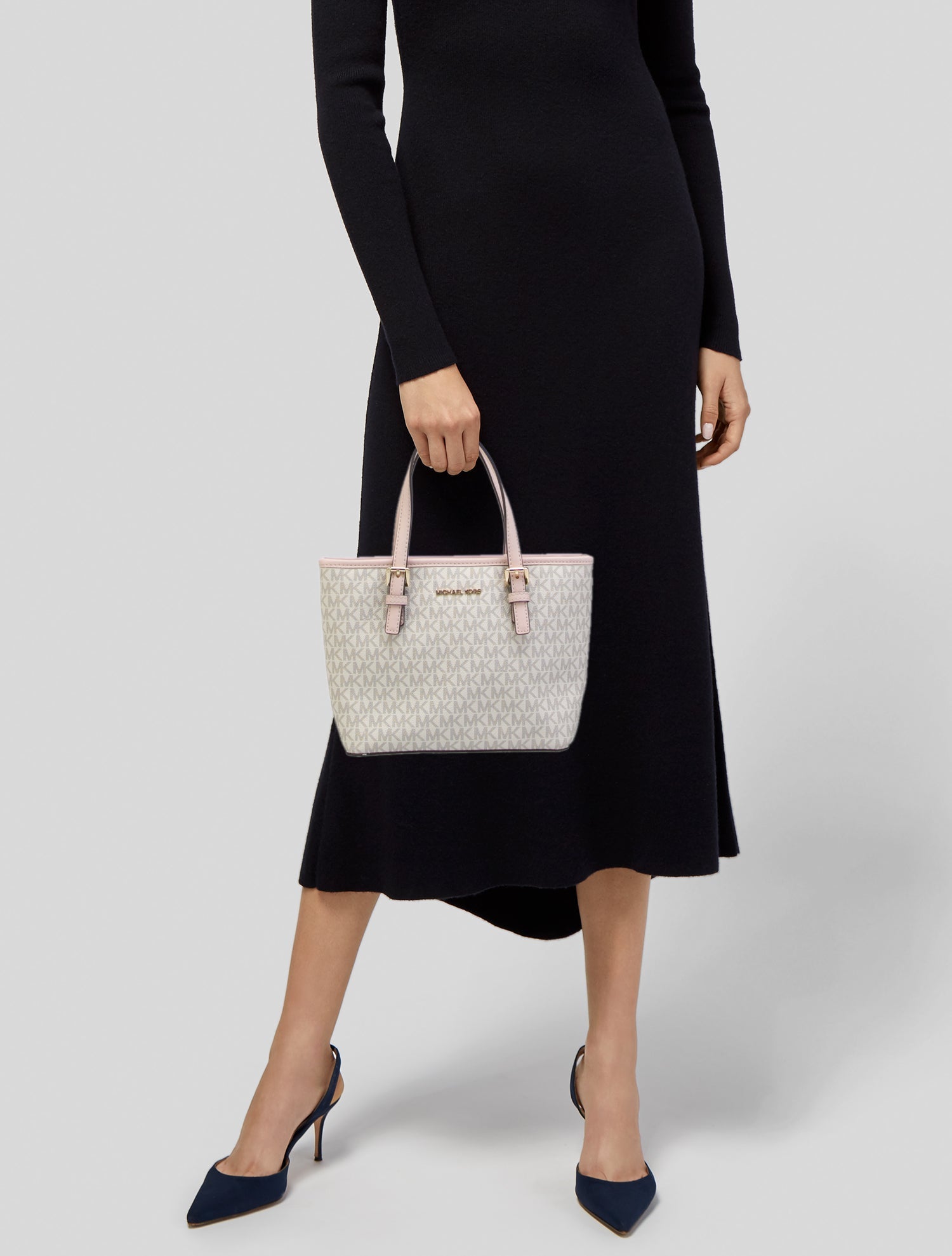 Michael Kors Leather Trim Coated Canvas Handle Bag - Neutrals Handle ...