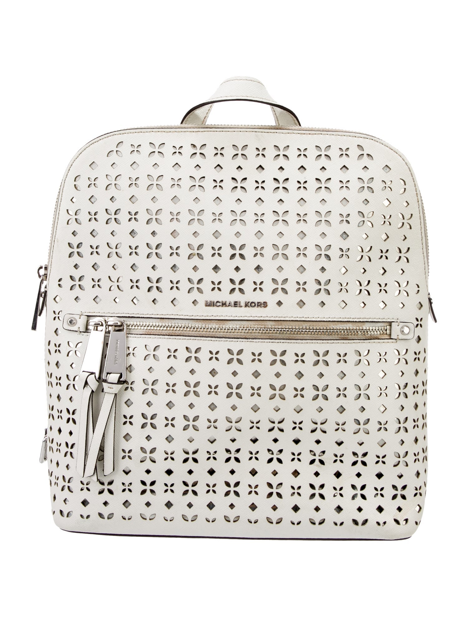 Michael Kors Laser Cut Leather Backpack - White Backpacks, Handbags ...