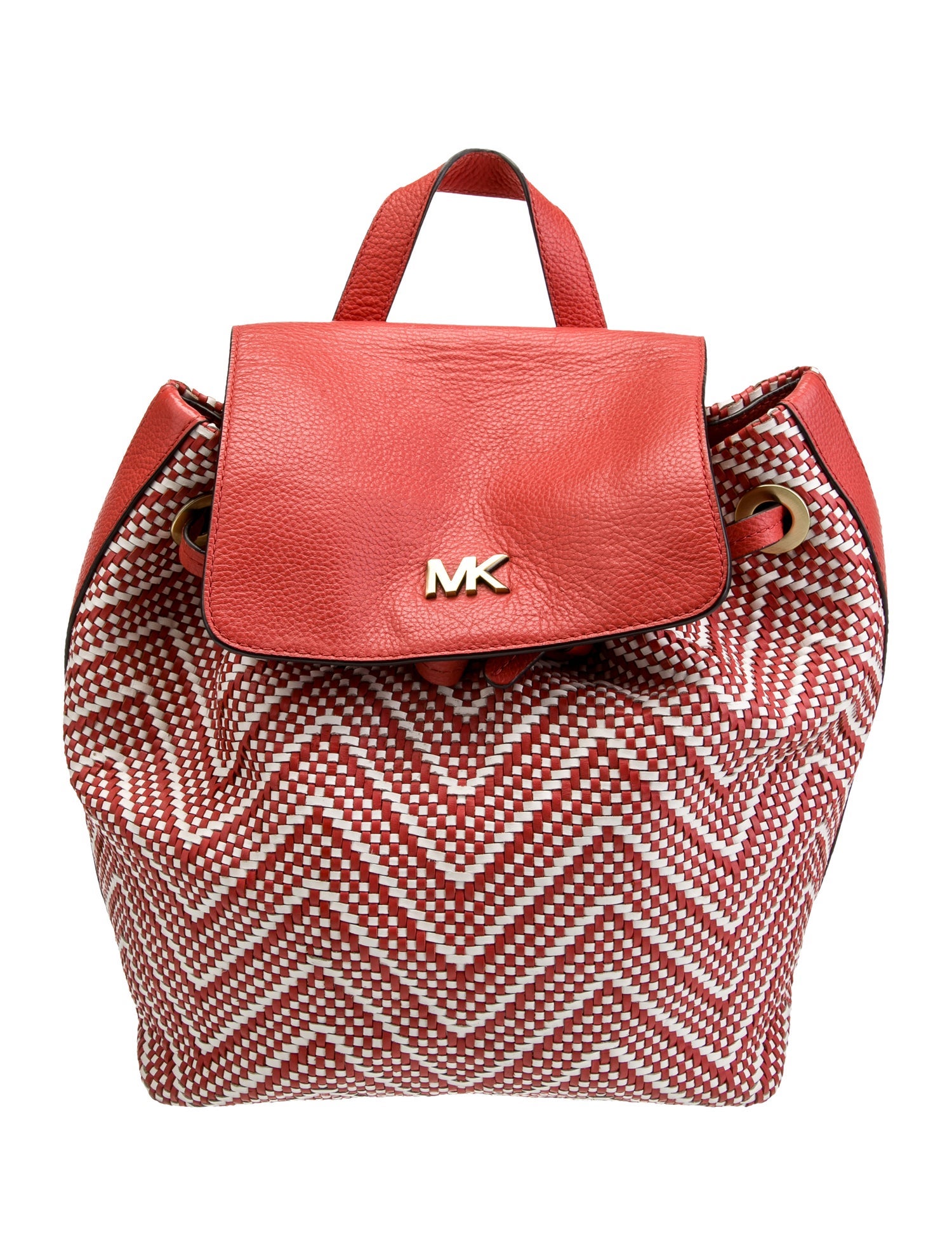 Michael Kors Woven Leather Backpack - Red Backpacks, Handbags ...