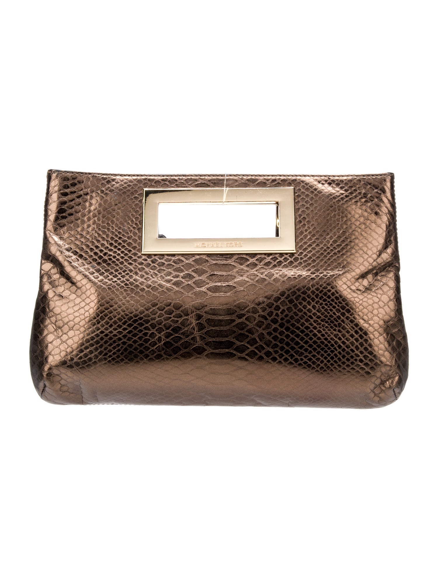 Michael Kors Textured Leather Clutch - Brown Clutches, Handbags ...