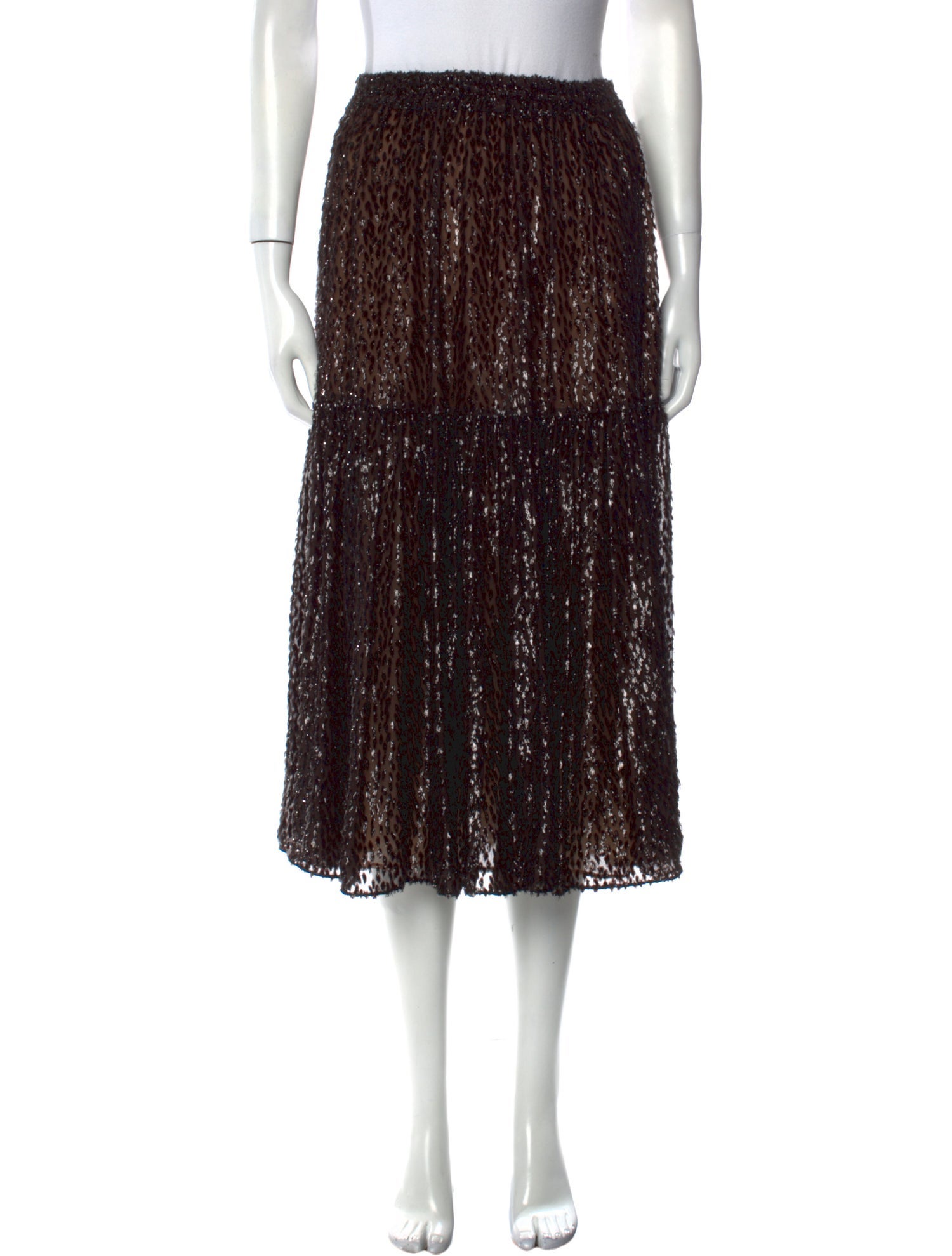 Michael Kors Printed Midi Length Skirt - Brown Skirts, Clothing - MIC274776 | The RealReal