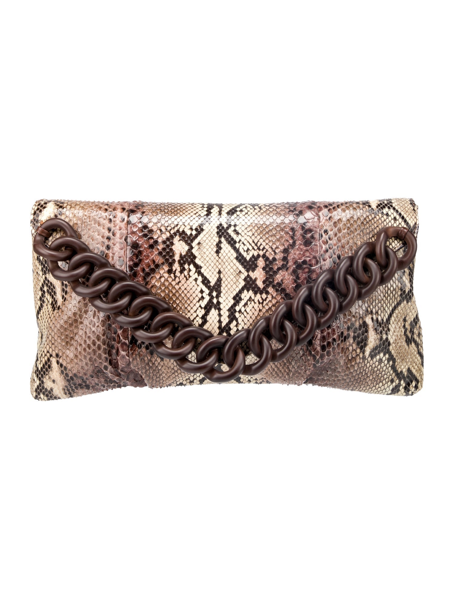 Michael Kors Snakeskin Clutch - Brown Clutches, Handbags - MIC279580 ...