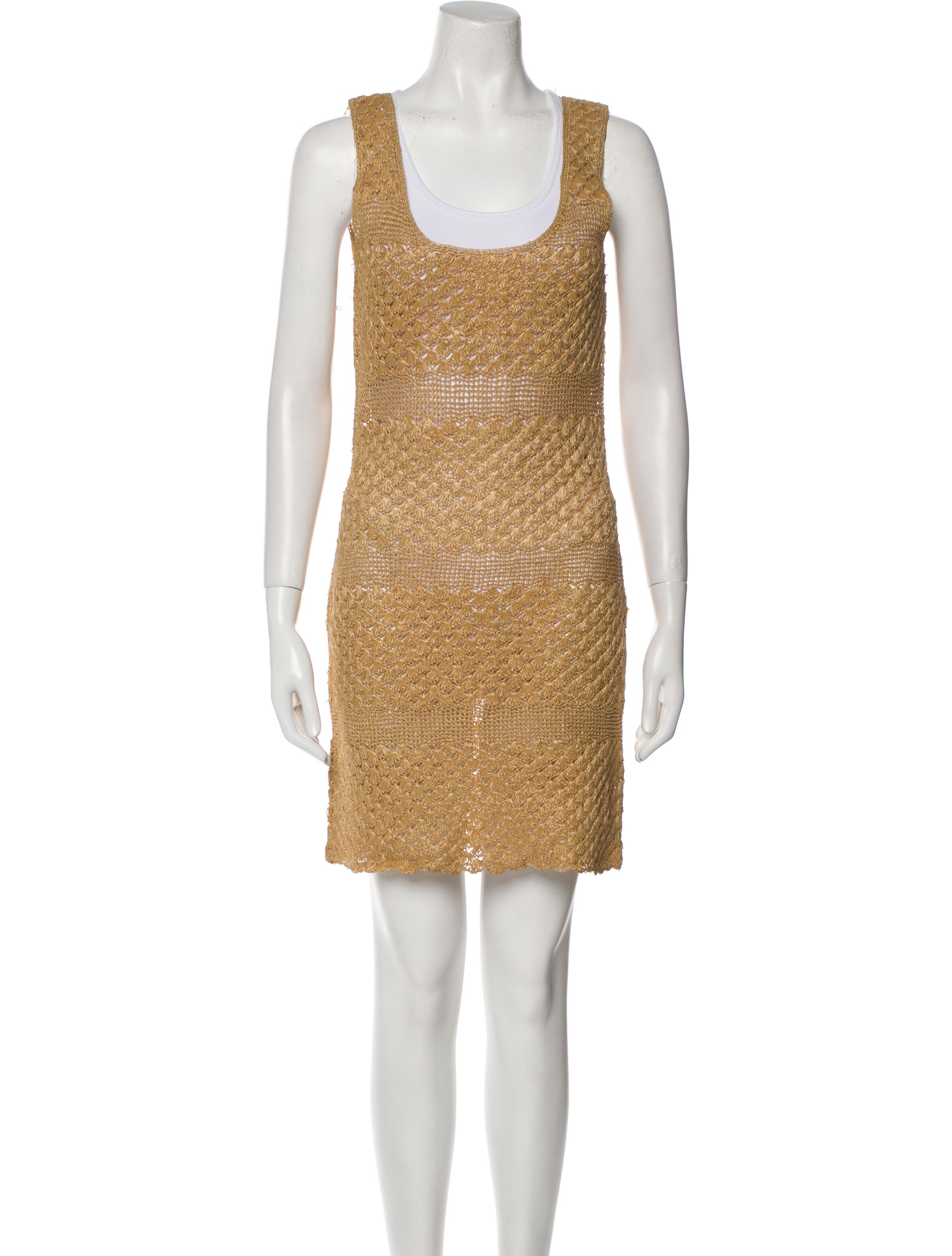 Michael Kors Scoop Neck Mini Dress - Neutrals Dresses, Clothing ...
