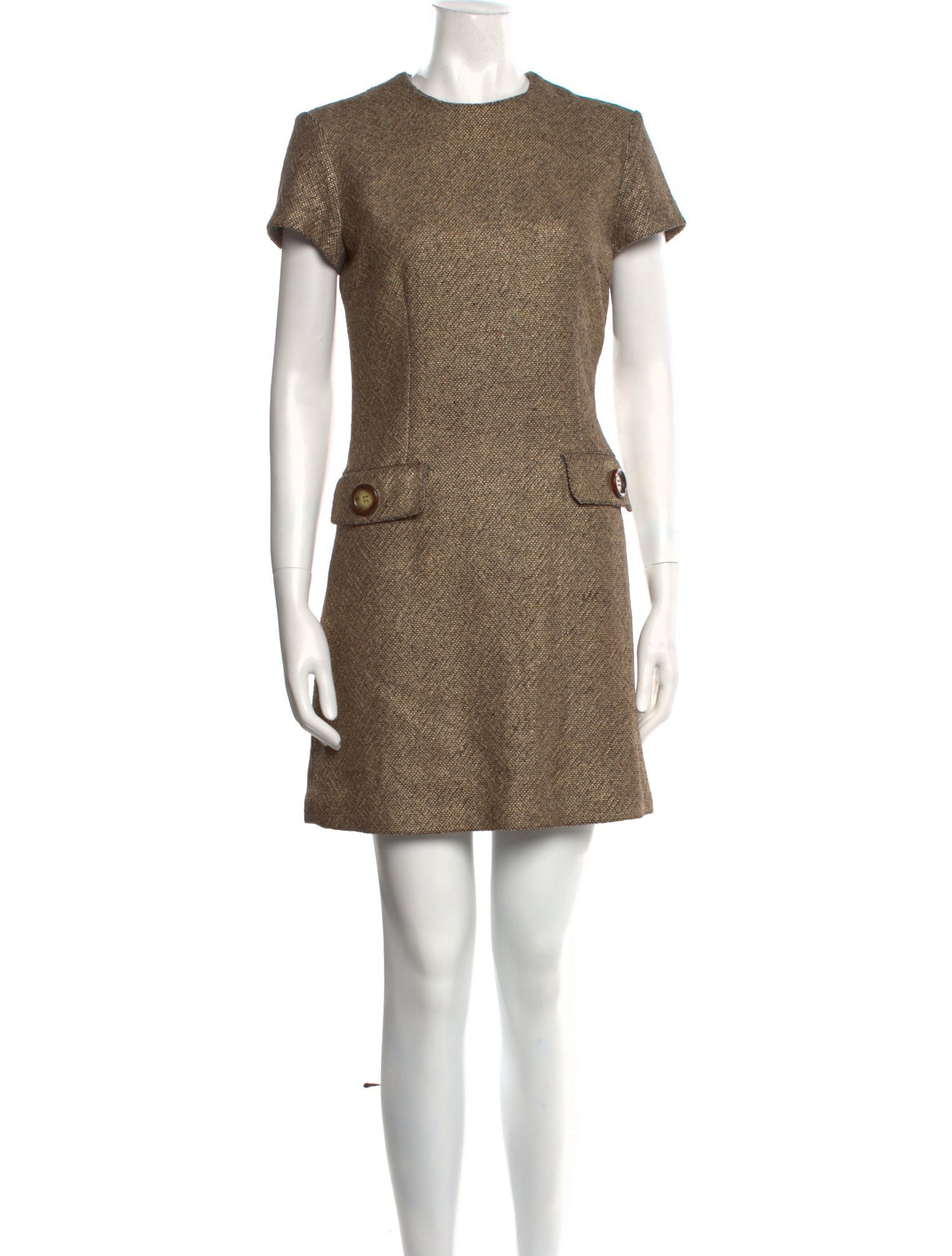 Michael Kors Crew Neck Mini Dress - Brown Dresses, Clothing - MIC289740 ...