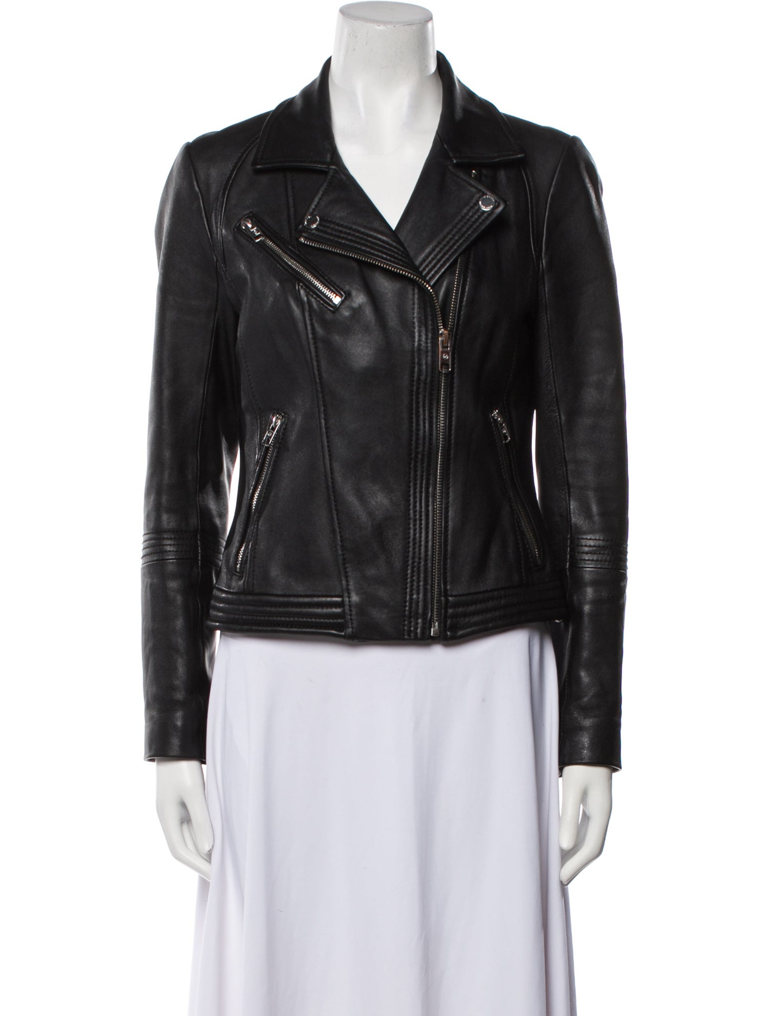 Michael Kors Leather Biker Jacket - Black Jackets, Clothing - MIC290315 ...