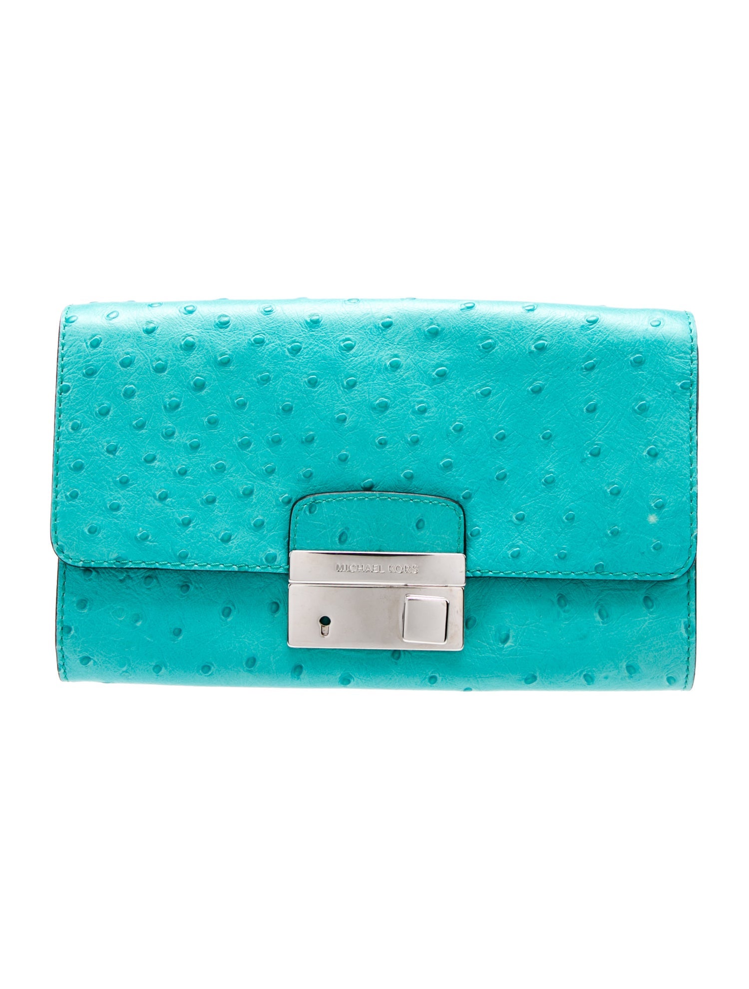 Michael Kors Leather Clutch - Blue Clutches, Handbags - MIC301132 | The ...