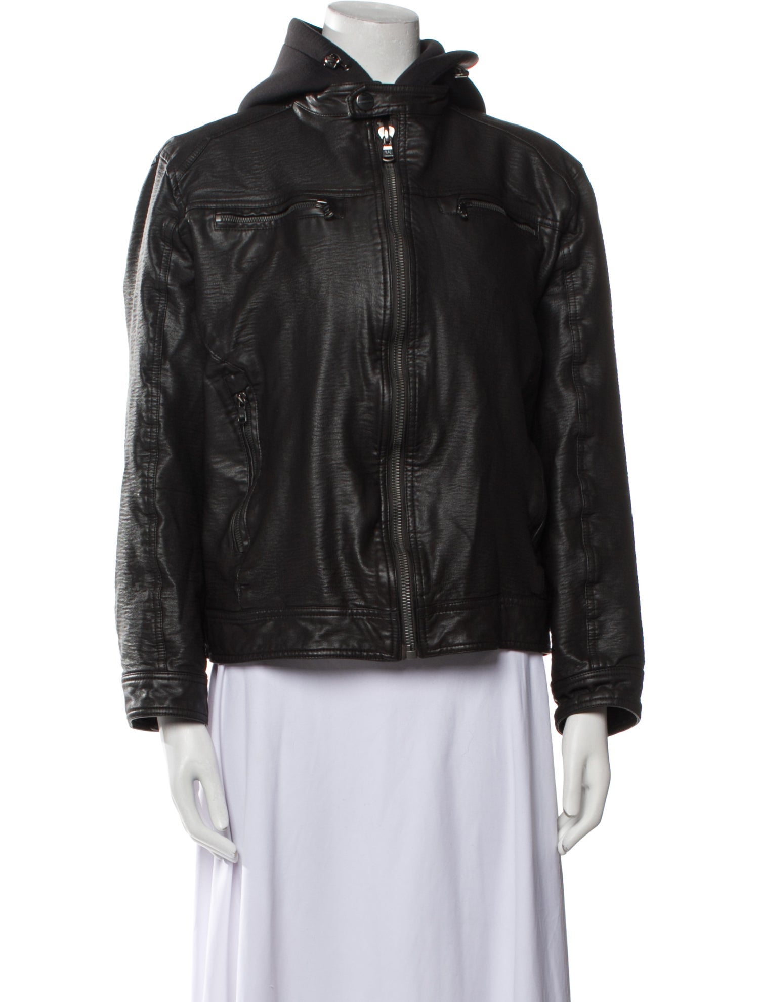 Michael Kors Leather Biker Jacket - Grey Jackets, Clothing - MIC301155 ...