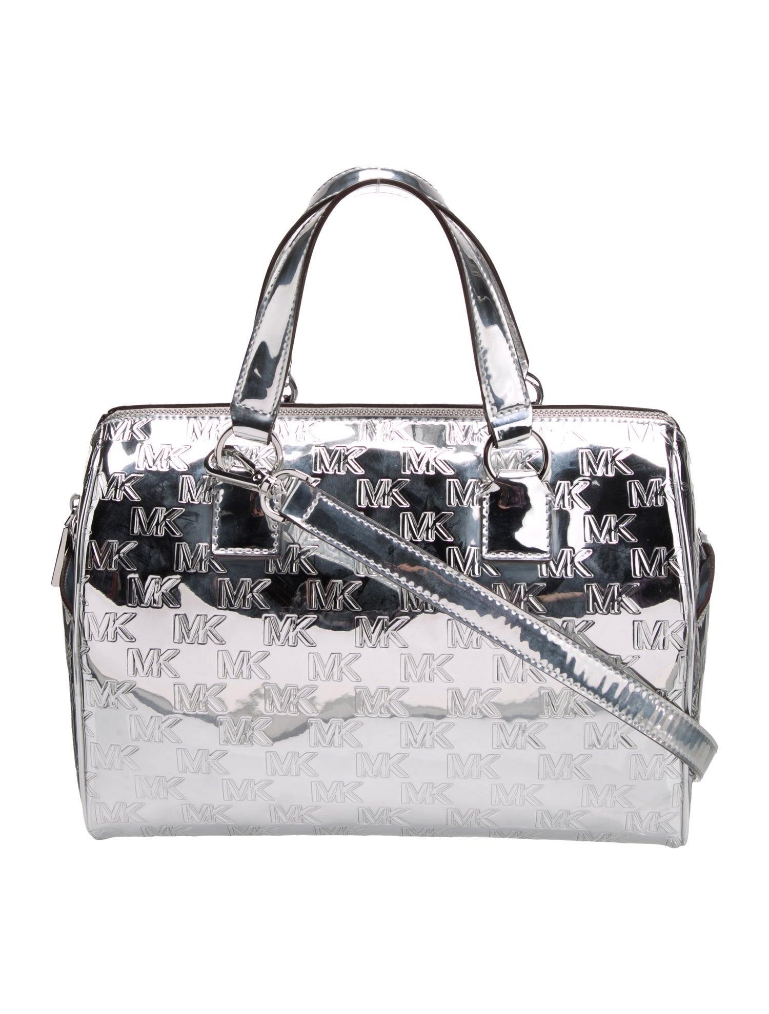 Michael Kors Patent Leather Shoulder Bag - Silver Handle Bags, Handbags ...