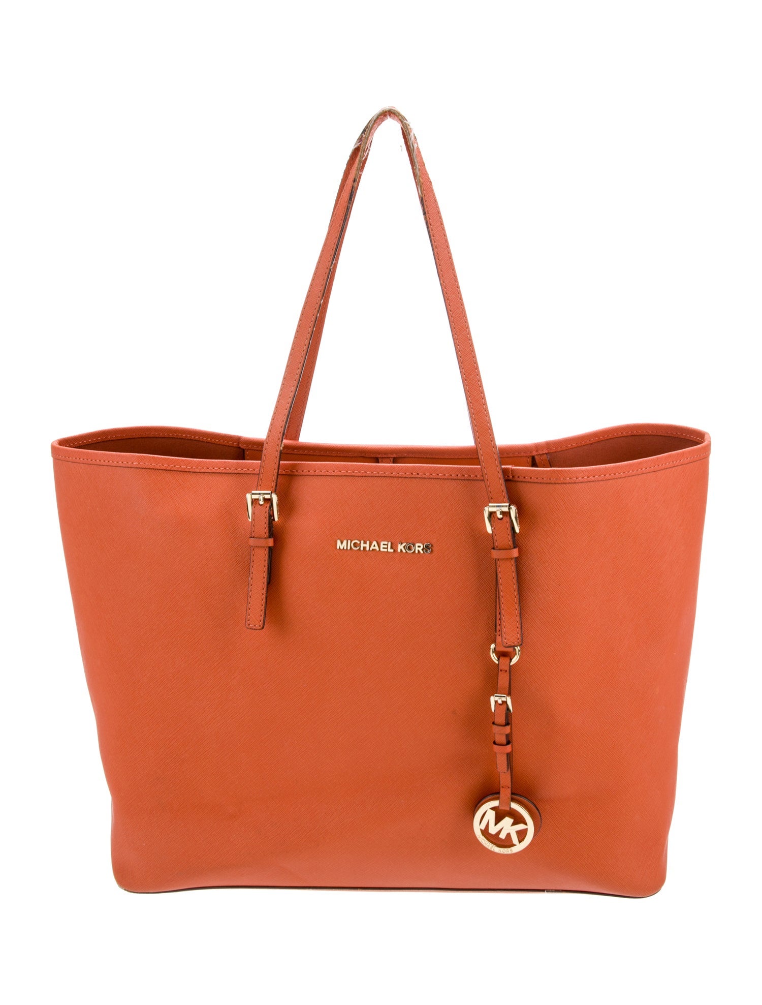 Michael Kors Saffiano Leather Top Handle Bag - Orange Handle Bags ...
