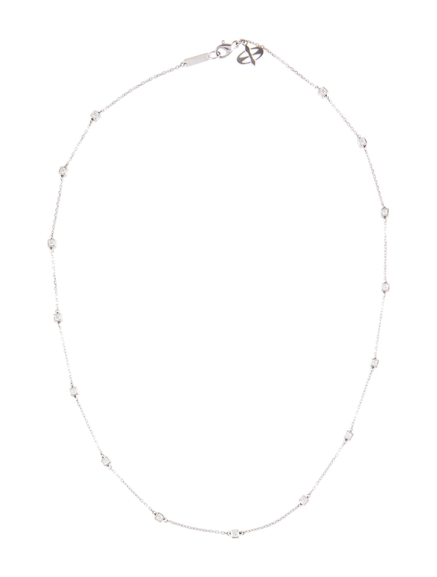 Roberto Coin 18K Diamond By The Inch Station Necklace - Rhodium-Plated ...