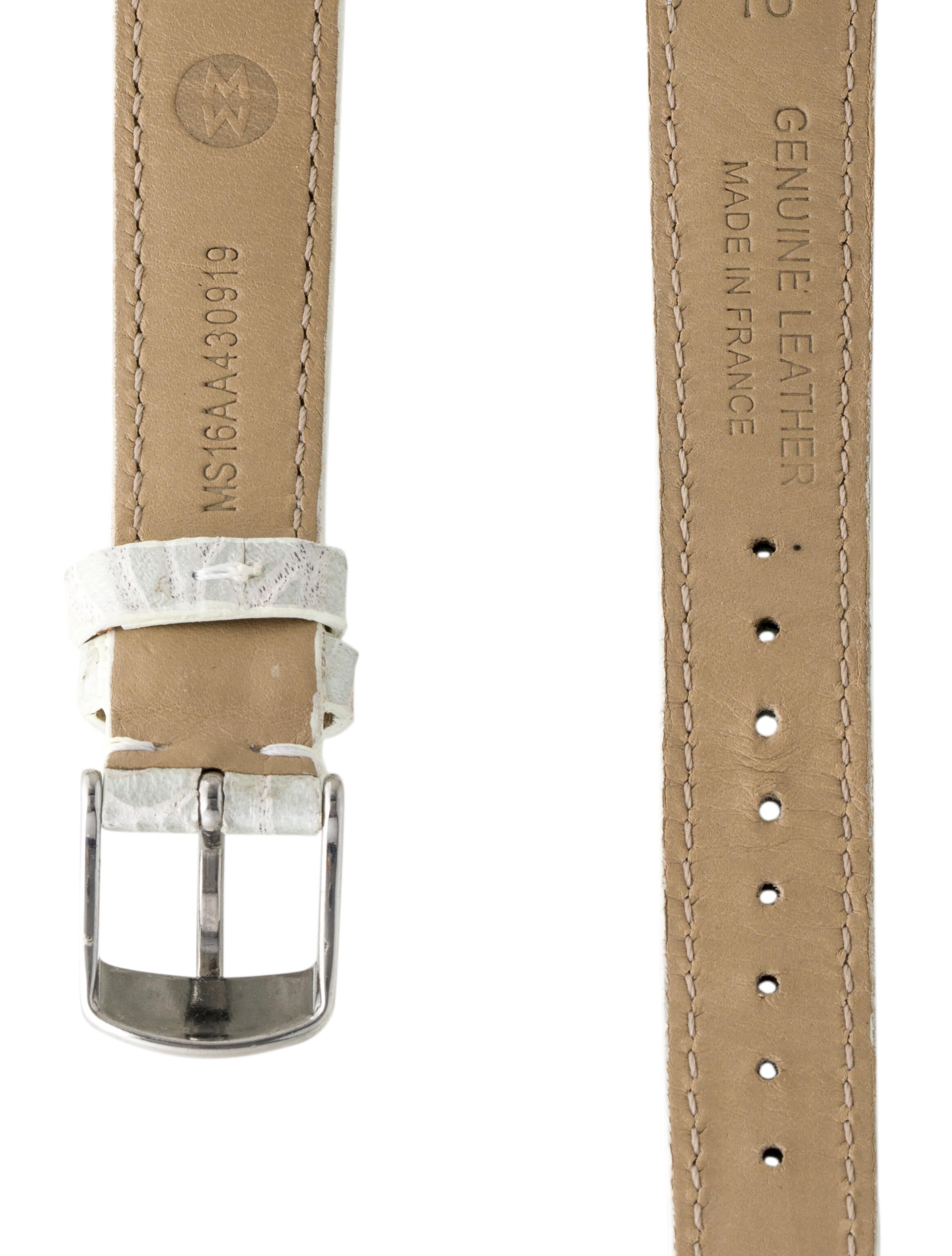 Michele 16mm Leather Watch Strap - Silver - MIE33745 | The RealReal