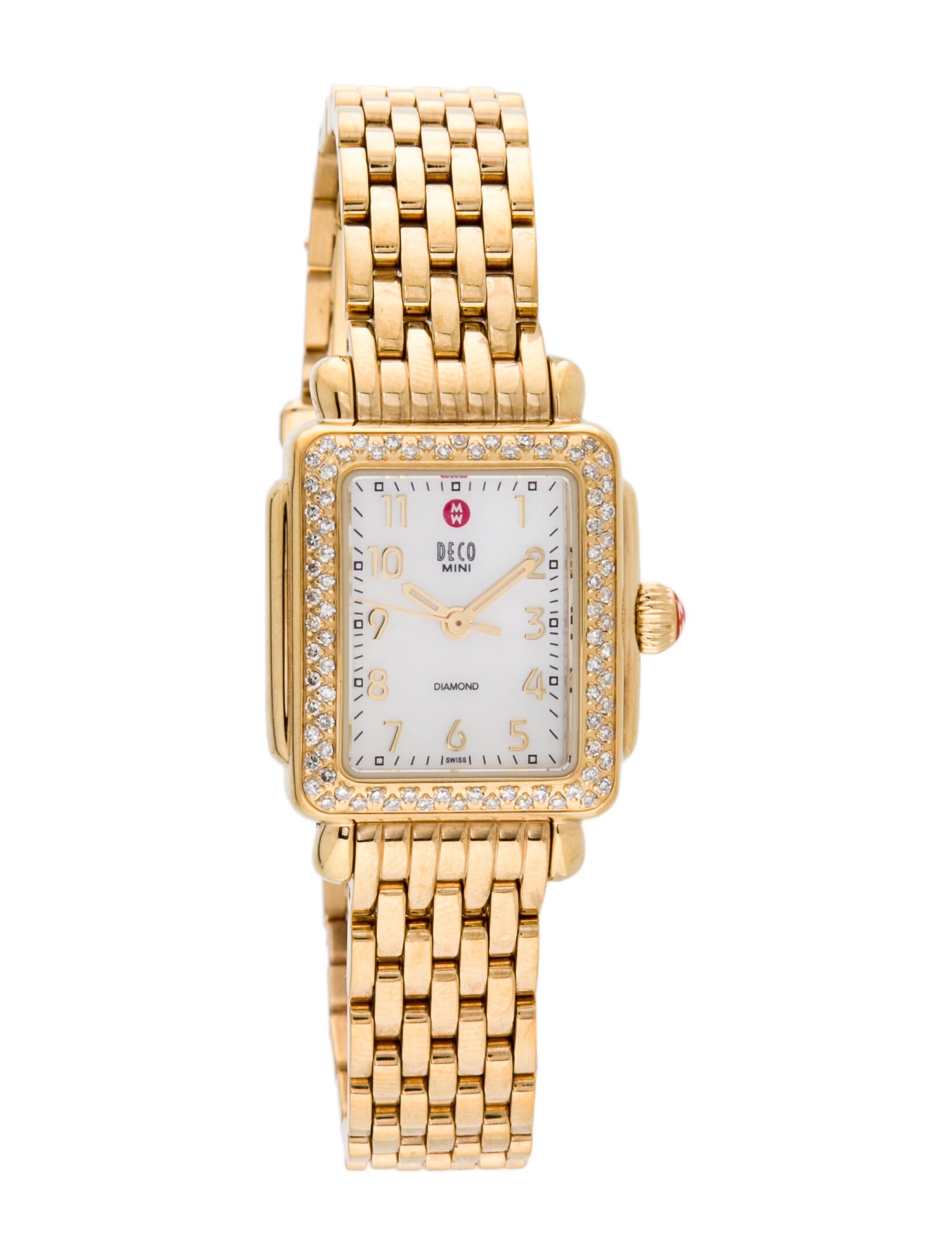 Michele Deco Madison Mid 18K Gold Diamond Dial Watch - MWW06G000014 ...