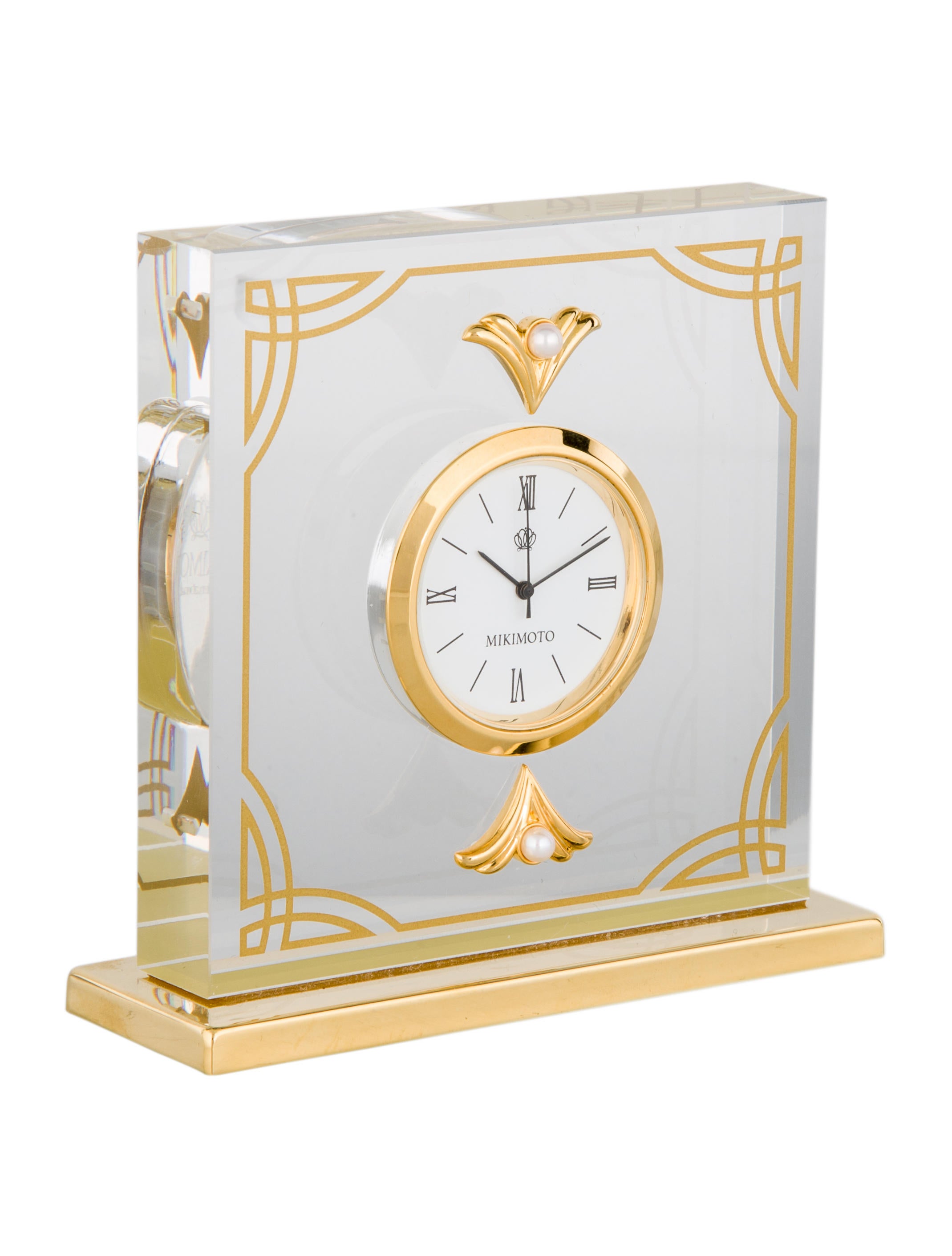 Mikimoto Pearl-Accented Desk Clock - Gold Decorative Accents, Decor ...