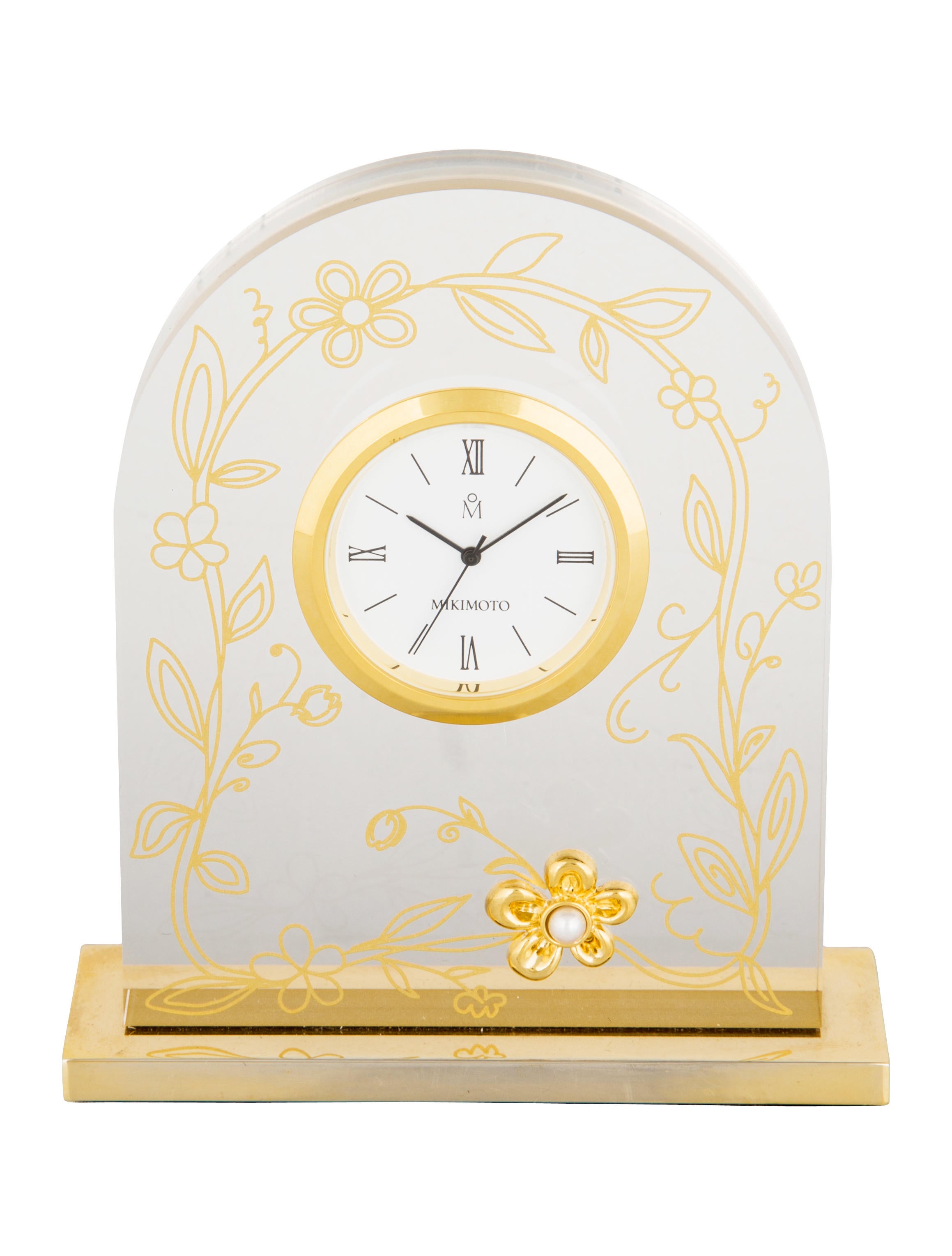 Mikimoto Pearl-Accented Desk Clock - Gold Decorative Accents, Decor ...