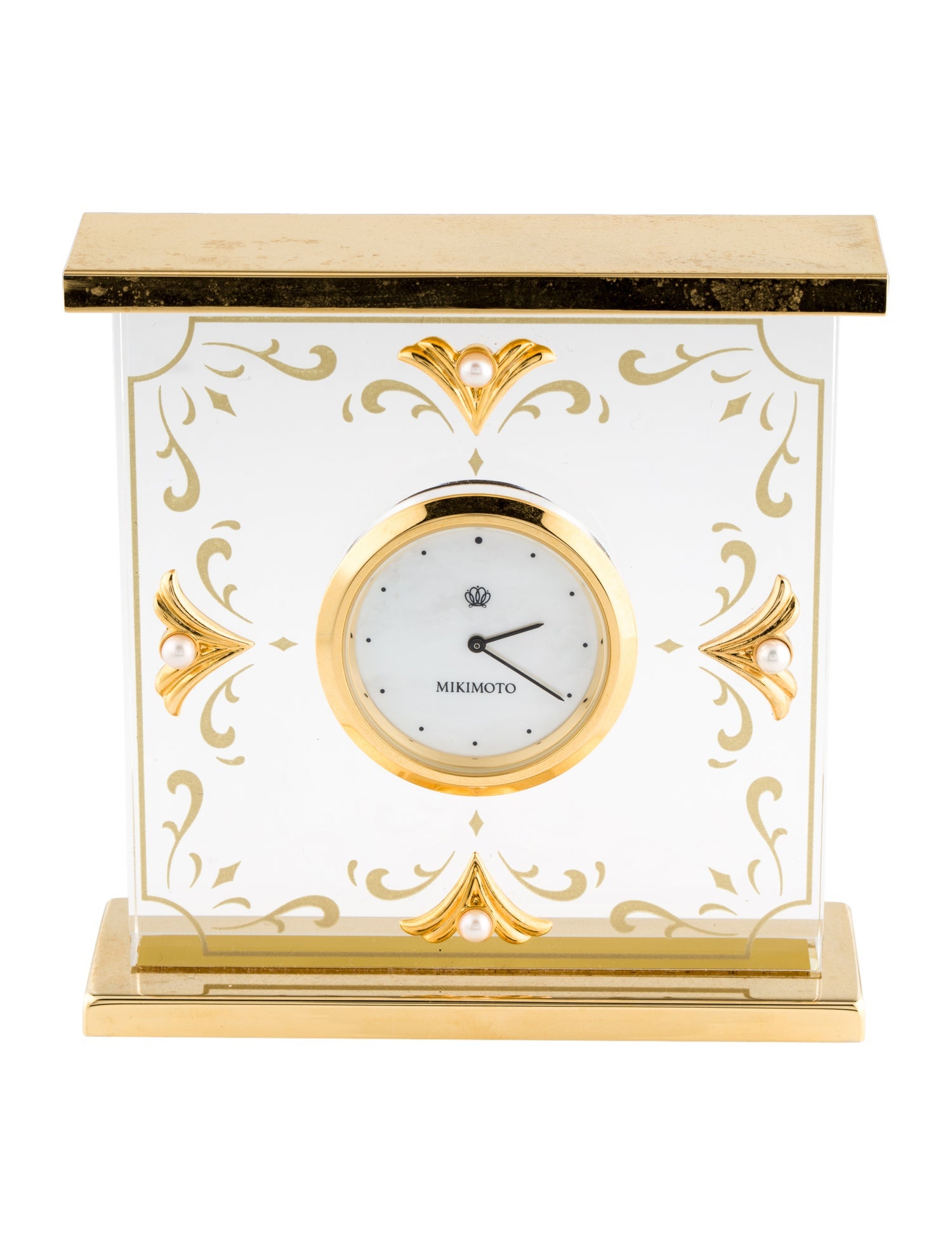 Mikimoto Pearl Accent Desk Clock - Gold Decorative Accents, Decor ...
