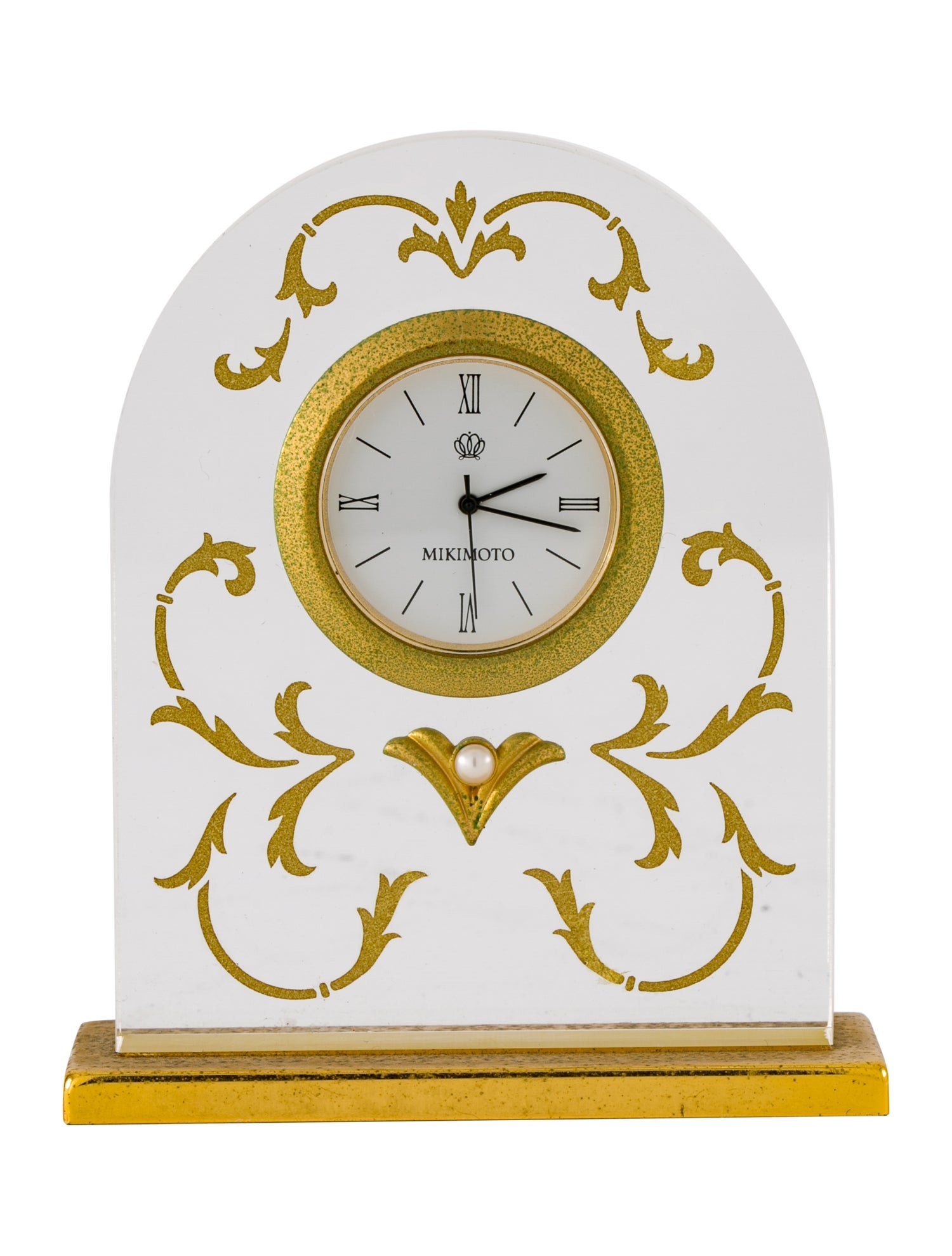 Mikimoto Pearl-Accented Desk Clock - Gold Decorative Accents, Decor ...