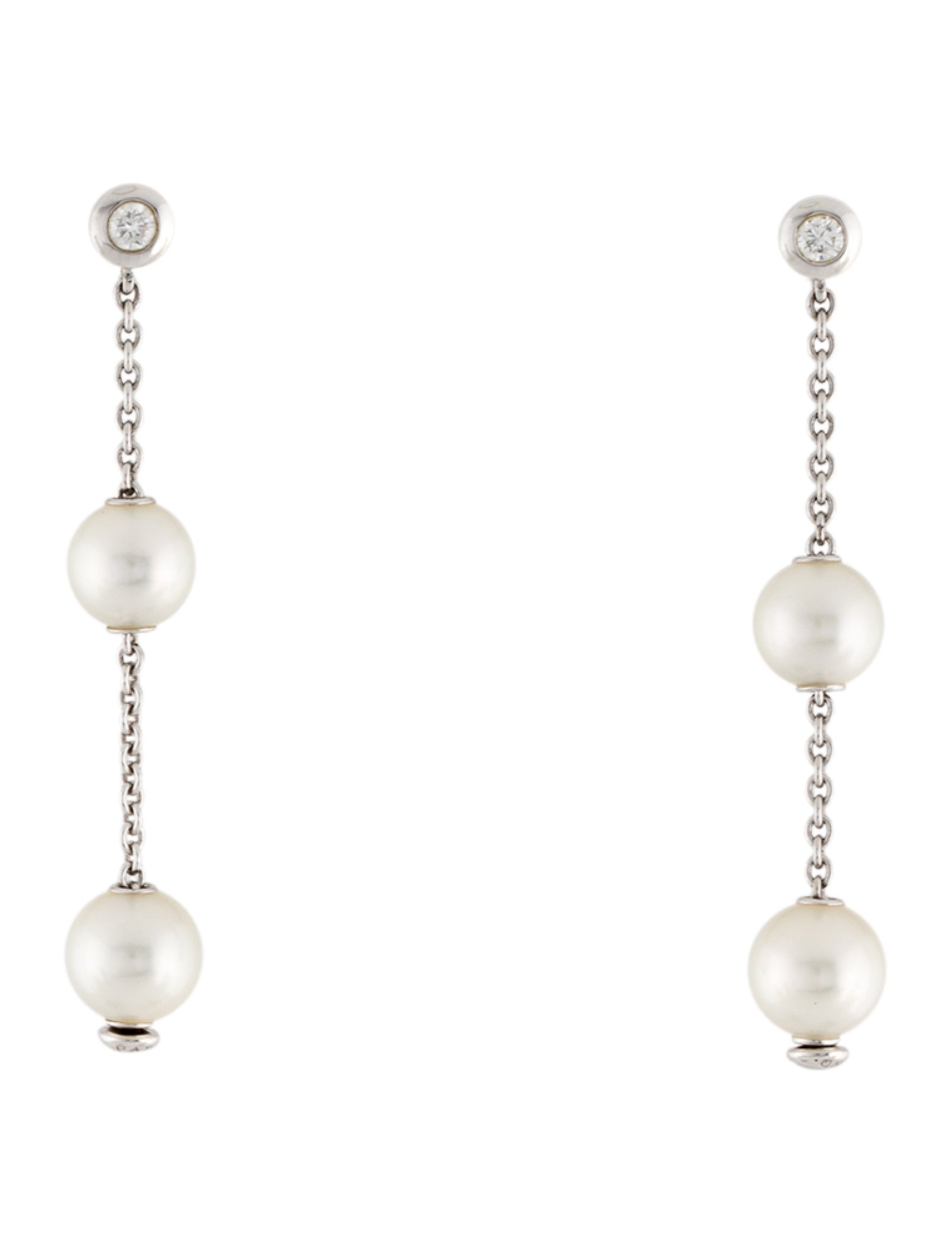 Mikimoto 18K Pearl & Diamond 'Pearls in Motion' Earrings - Rhodium ...