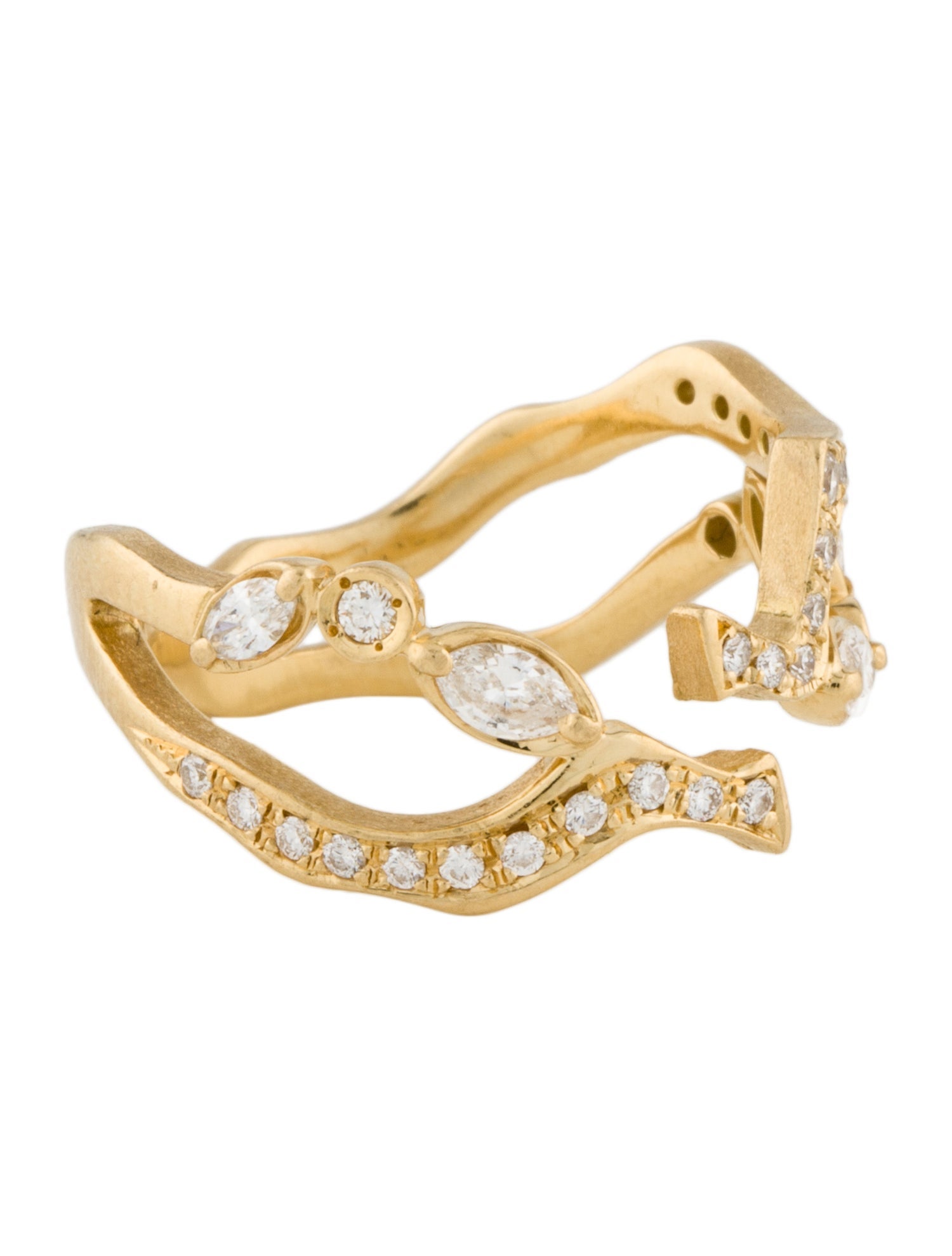 David Yurman 18K Diamond Evan Yurman Wisteria Twist Band - 18K Yellow ...