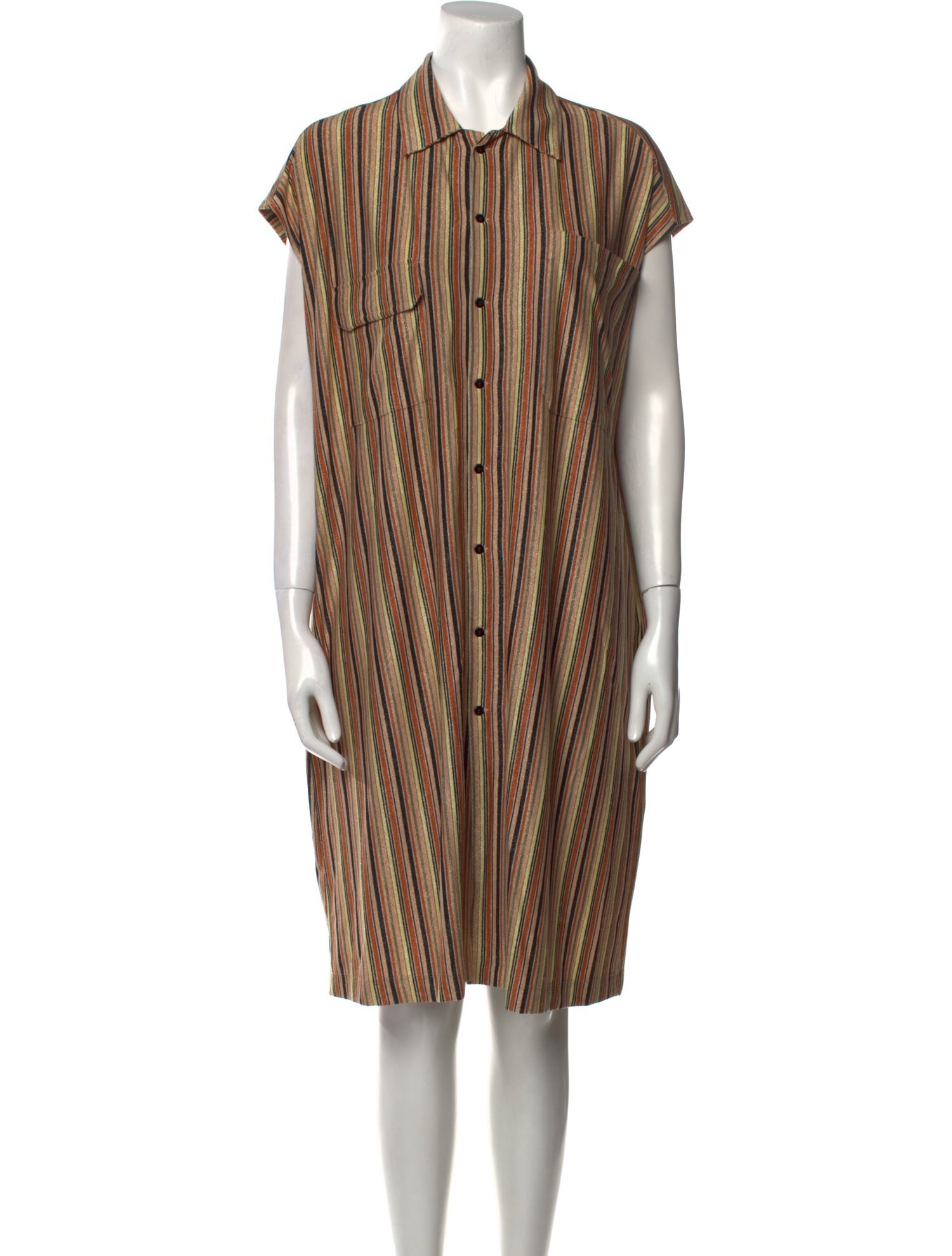 Momoni Striped Knee-Length Dress w/ Tags - Metallic Dresses, Clothing ...