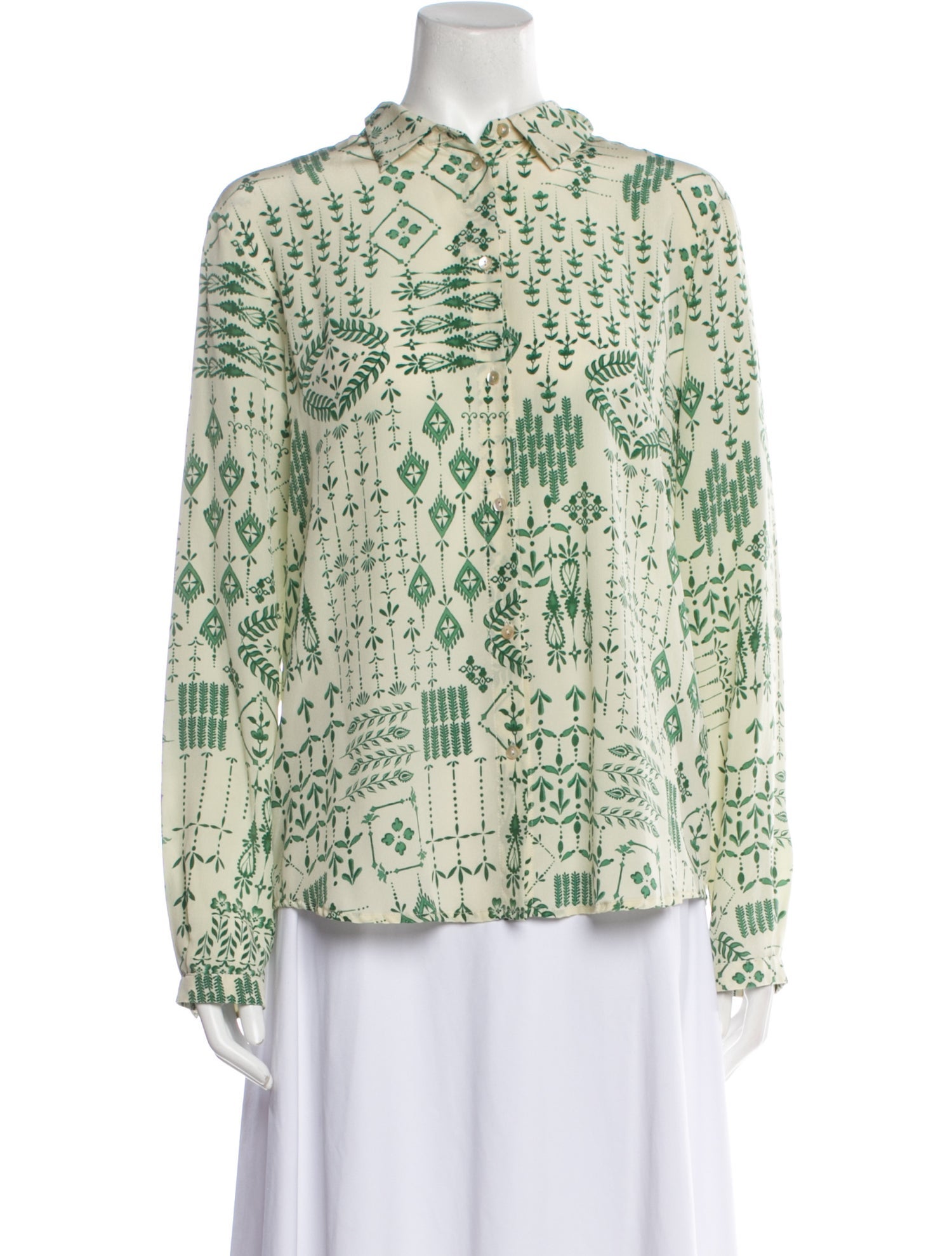 Momoni Silk Printed Button-Up Top - Neutrals Tops, Clothing ...