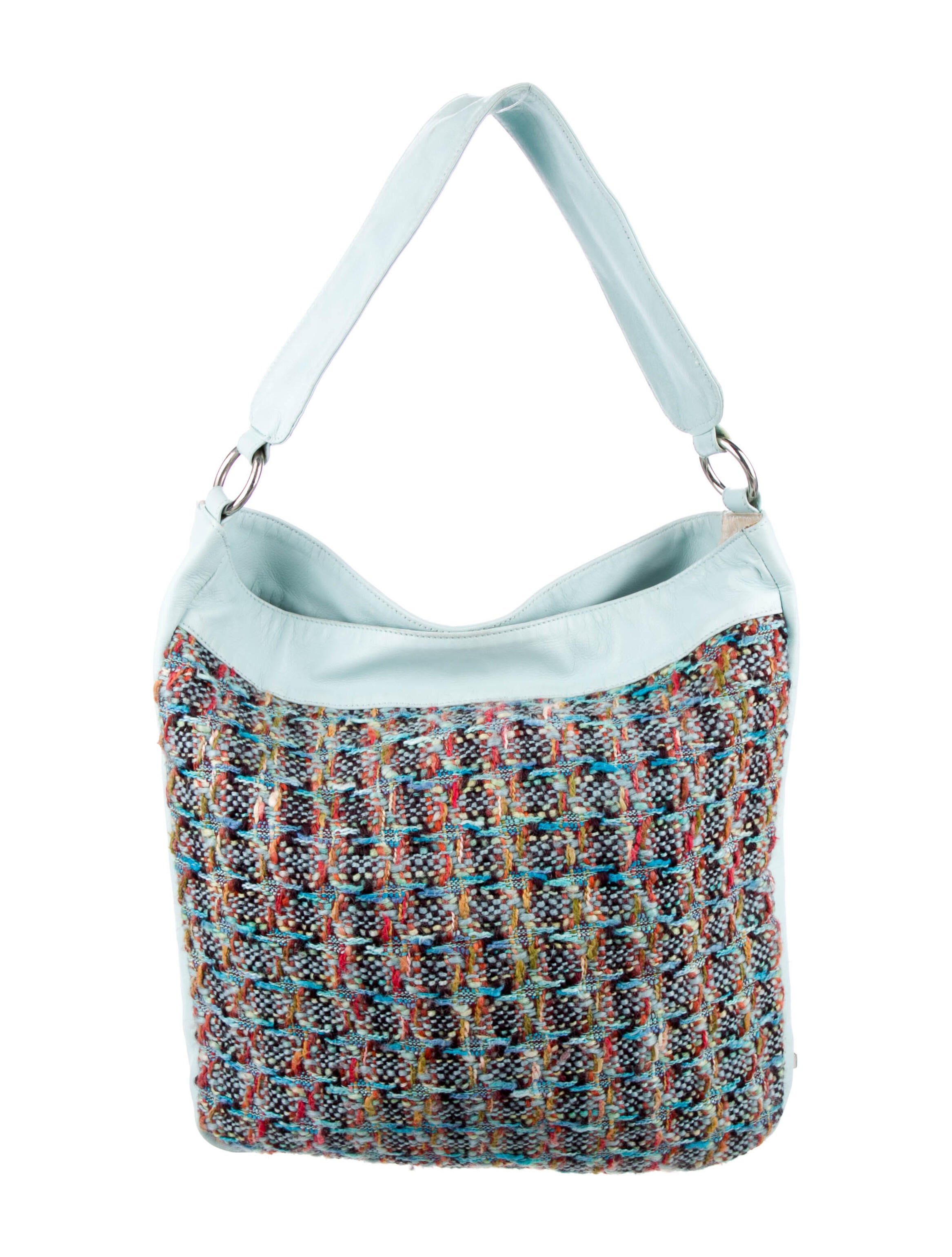 Missoni Wool Leather-Trimmed Shoulder Bag - Blue Shoulder Bags ...