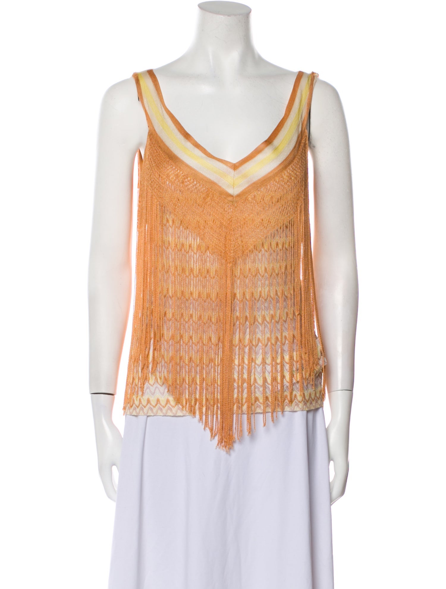 Missoni Printed V-Neck Top - Orange Tops, Clothing - MIS151346 | The RealReal