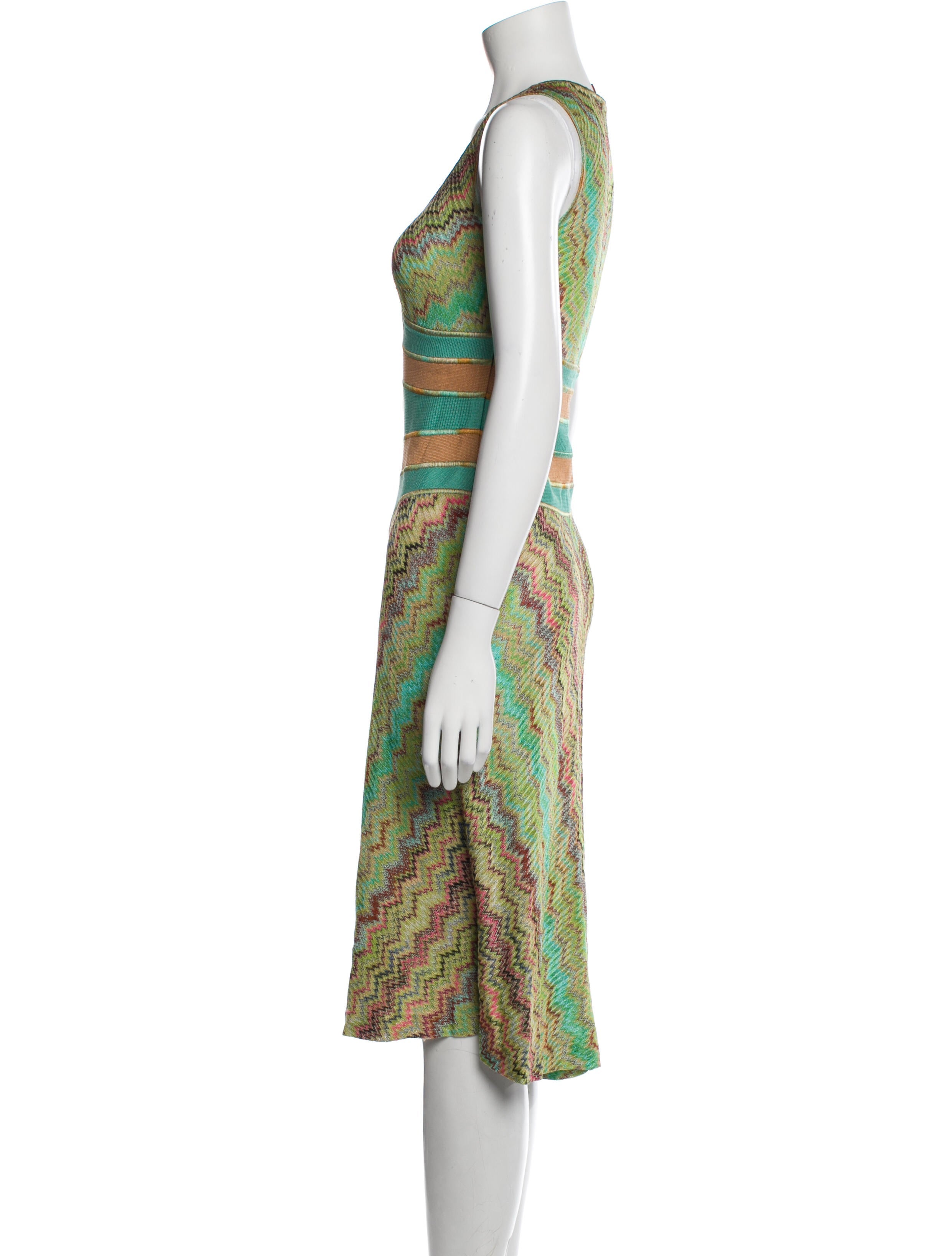 M Missoni Striped Knee-Length Dress - Green Dresses, Clothing ...