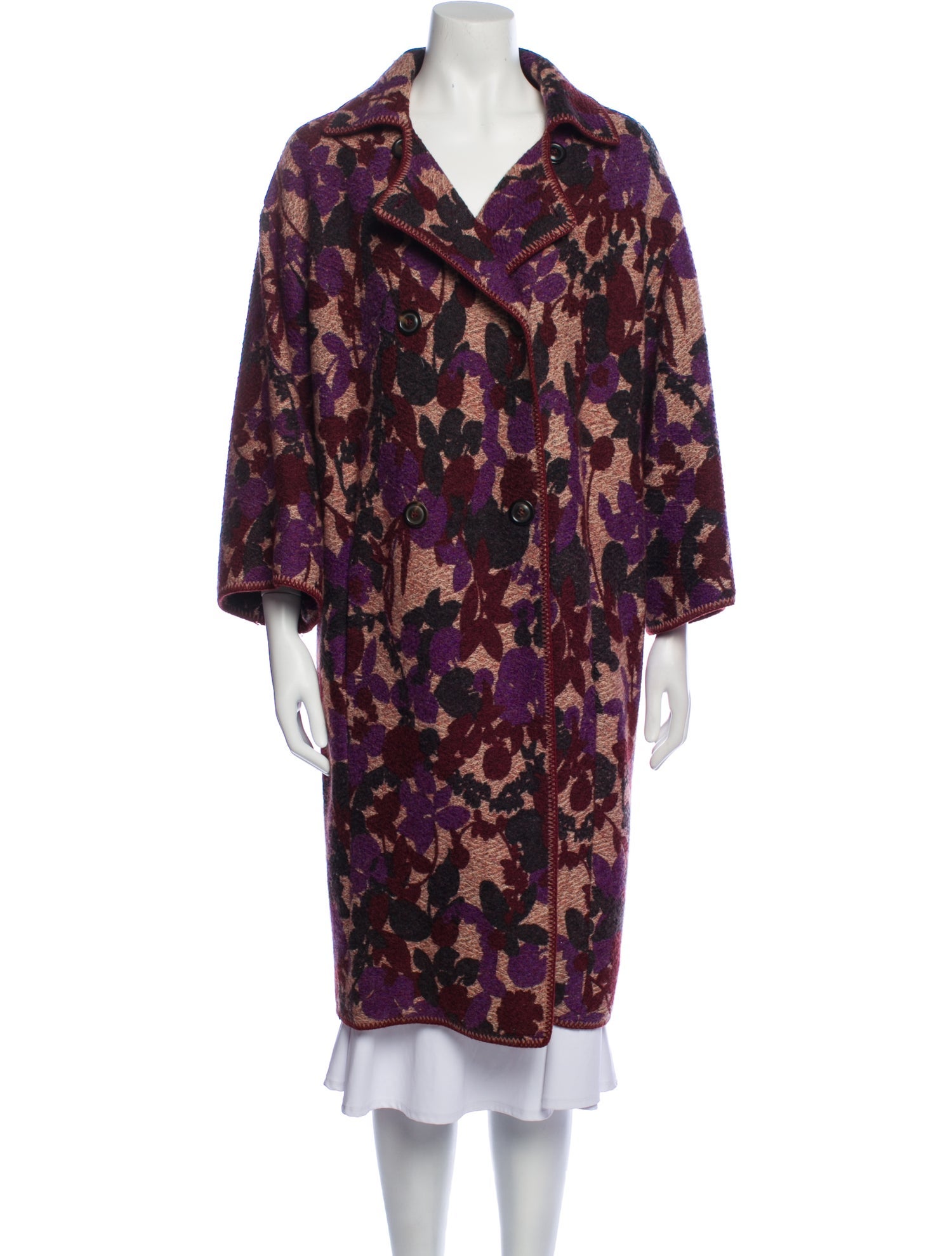 Dries Van Noten Floral Print Peacoat - Red Coats, Clothing - DRI141964 ...