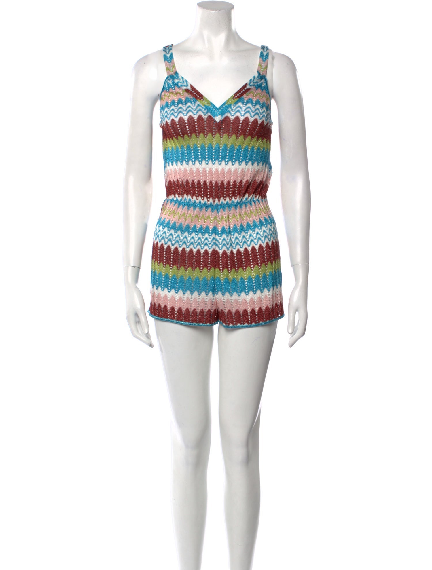 Emilio Pucci Printed V-Neck Romper - Green, 13" Rise Jumpsuits and ...