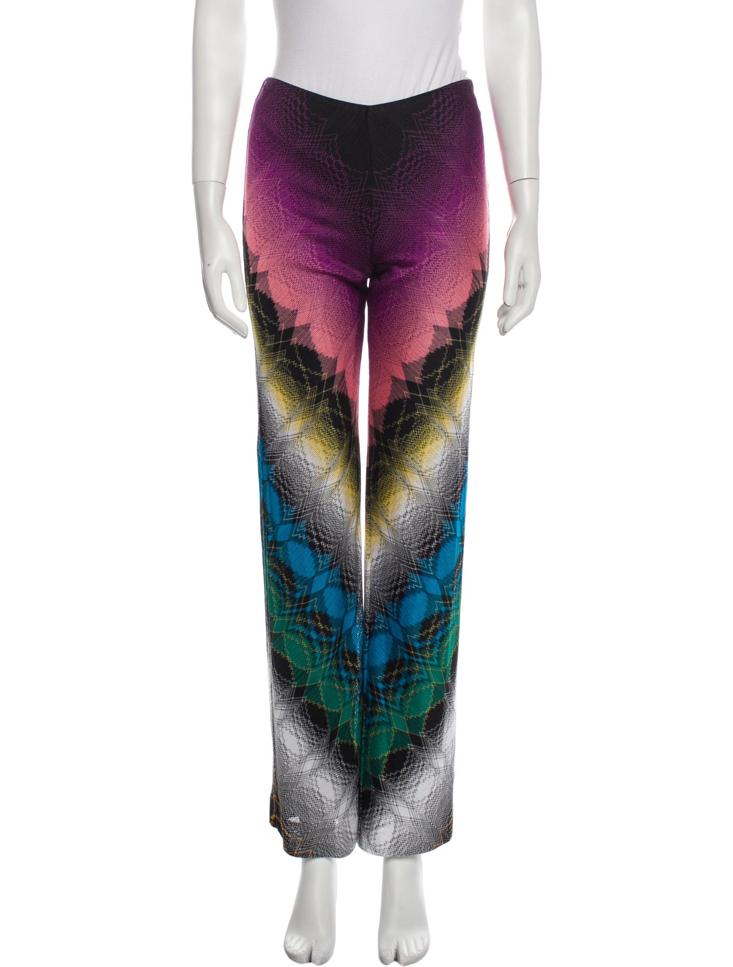 Missoni Printed Wide Leg Pants - Black, 8.5" Rise Pants, Clothing ...