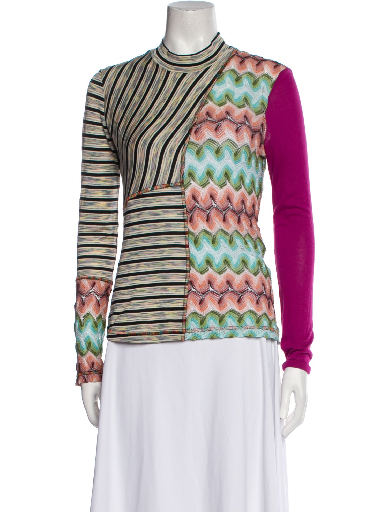 Missoni Printed Mock Neck Top - Pink Tops, Clothing - MIS175620 | The RealReal