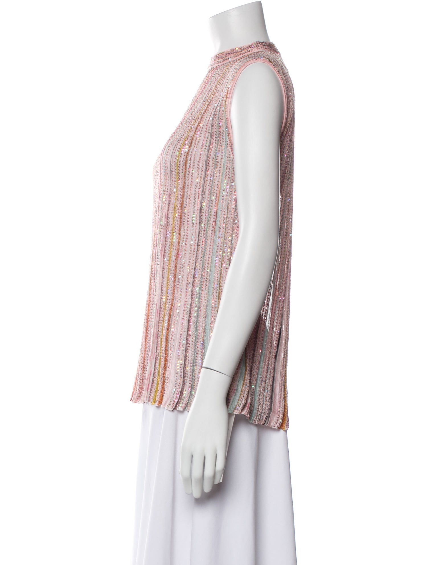 Missoni Striped Mock Neck Blouse - Pink Tops, Clothing - MIS181328 | The RealReal