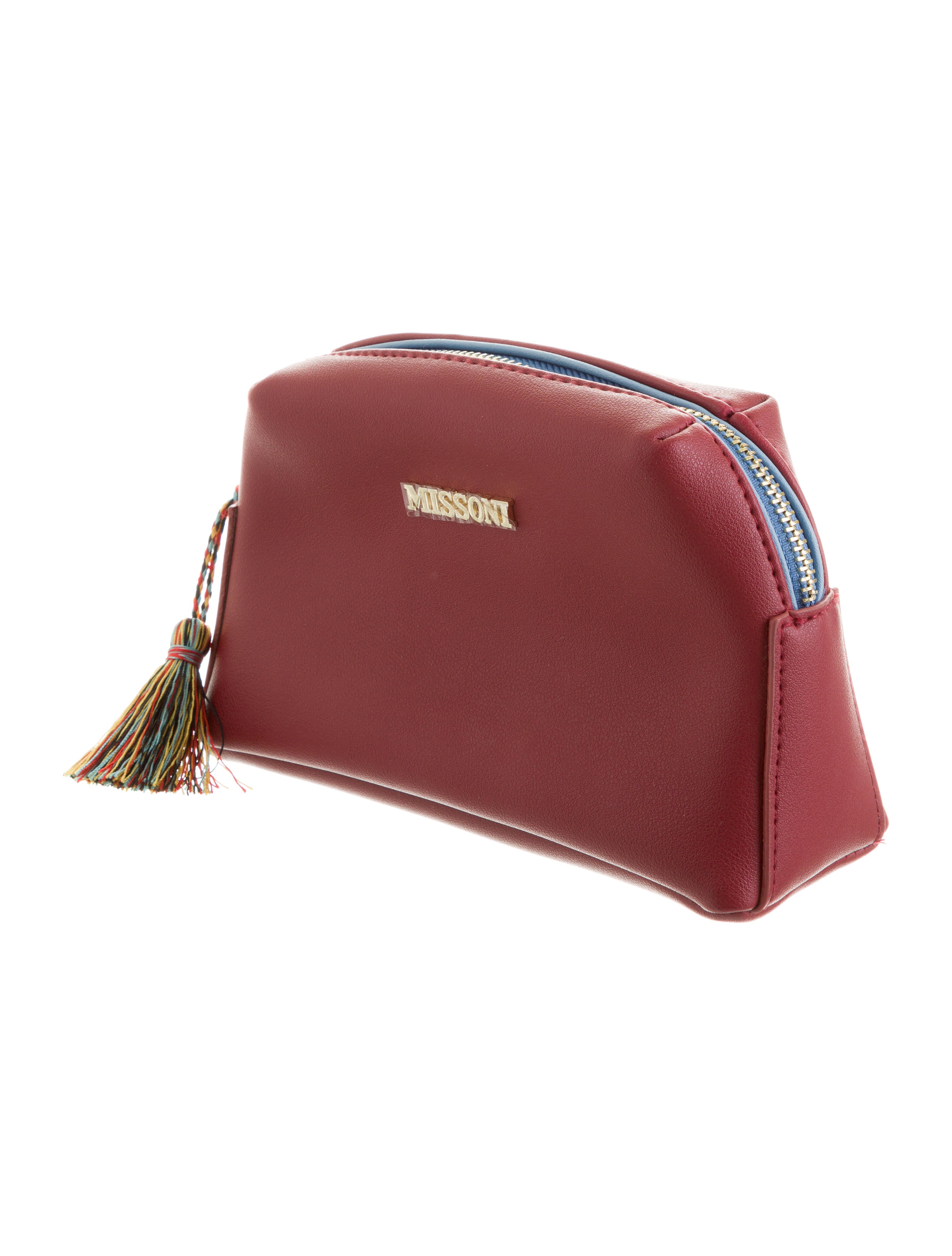 Missoni Monogram Leather Cosmetic Pouch - Red Cosmetic Bags ...
