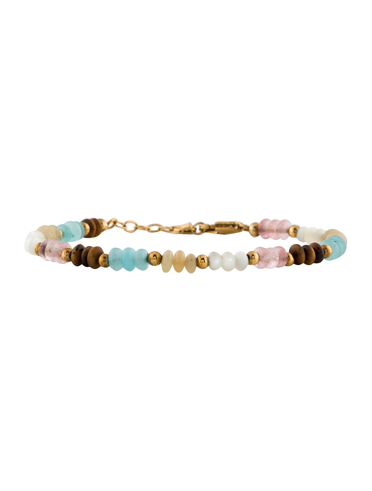 Missoma Good Vibes Multi Beaded Bracelet - Blue, Gold-Tone Metal Bead ...