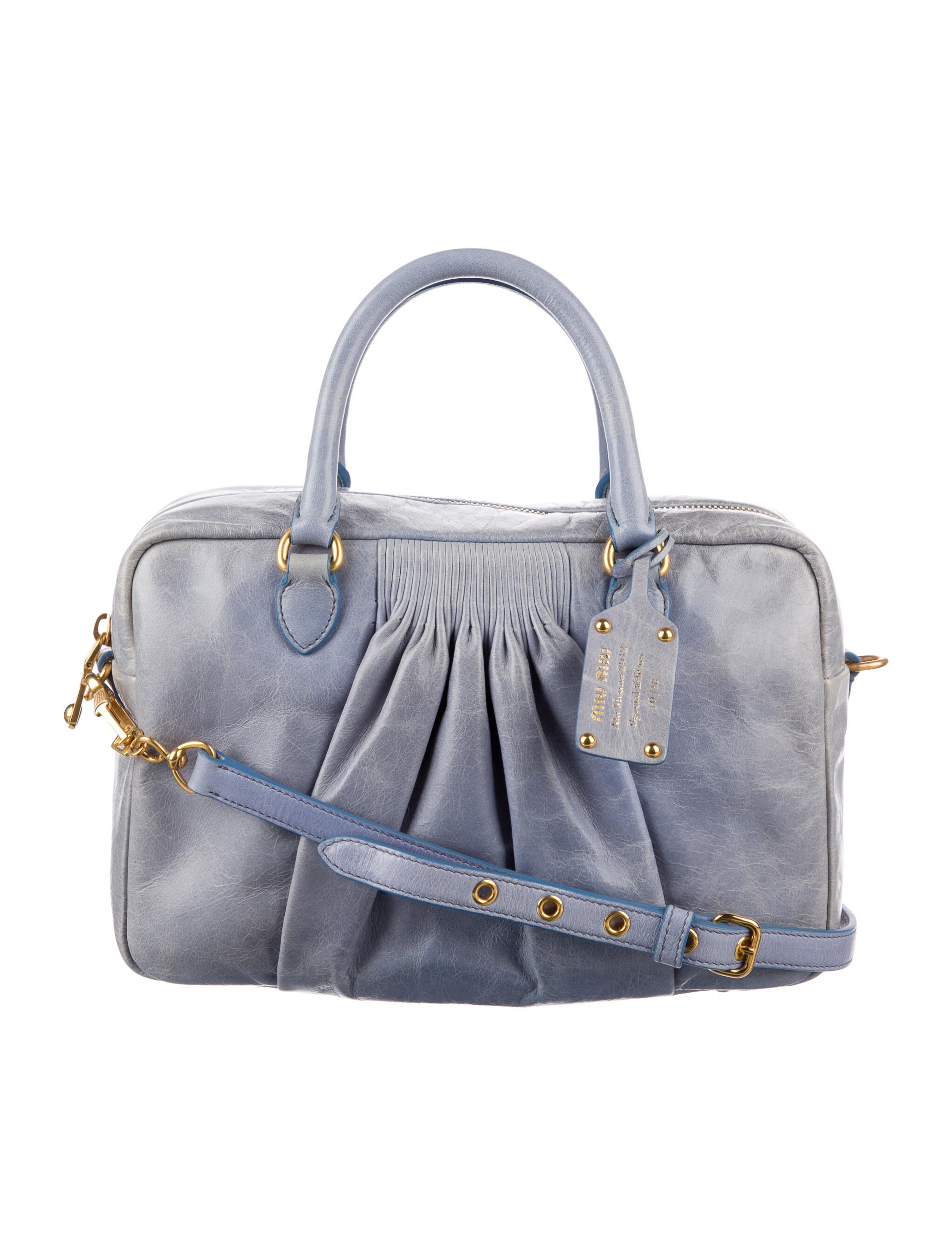Miu Miu Leather Handle Bag - Blue Handle Bags, Handbags - MIU152433 | The RealReal