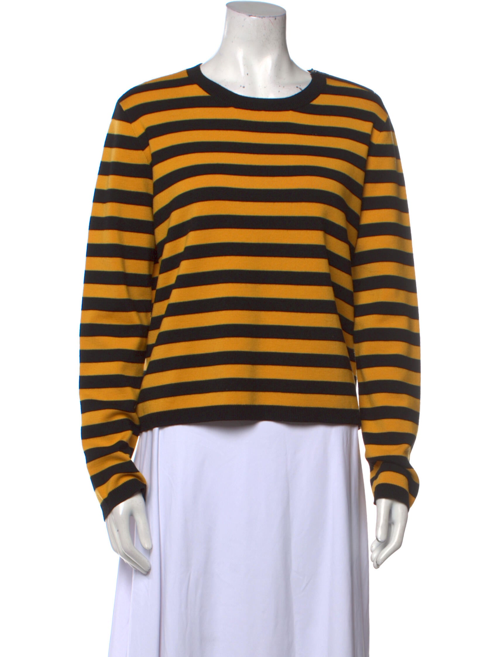 Miu Miu Virgin Wool Striped Sweater - Yellow Knitwear, Clothing ...