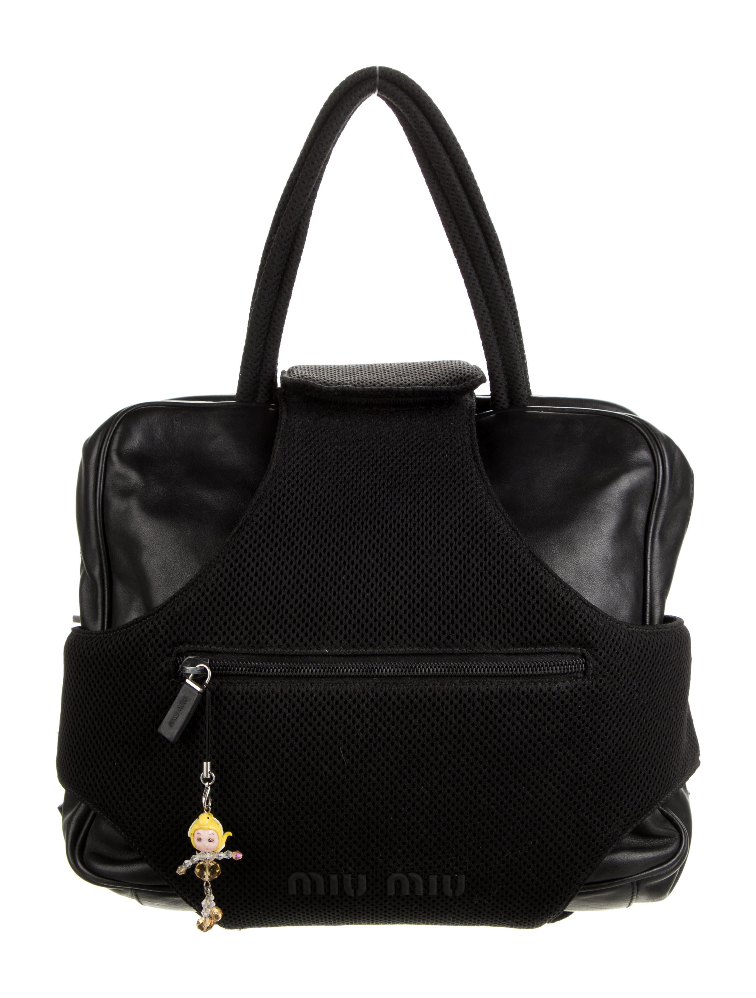 Miu Miu Mesh Leather Backpack - Black Backpacks, Handbags - MIU154815 ...