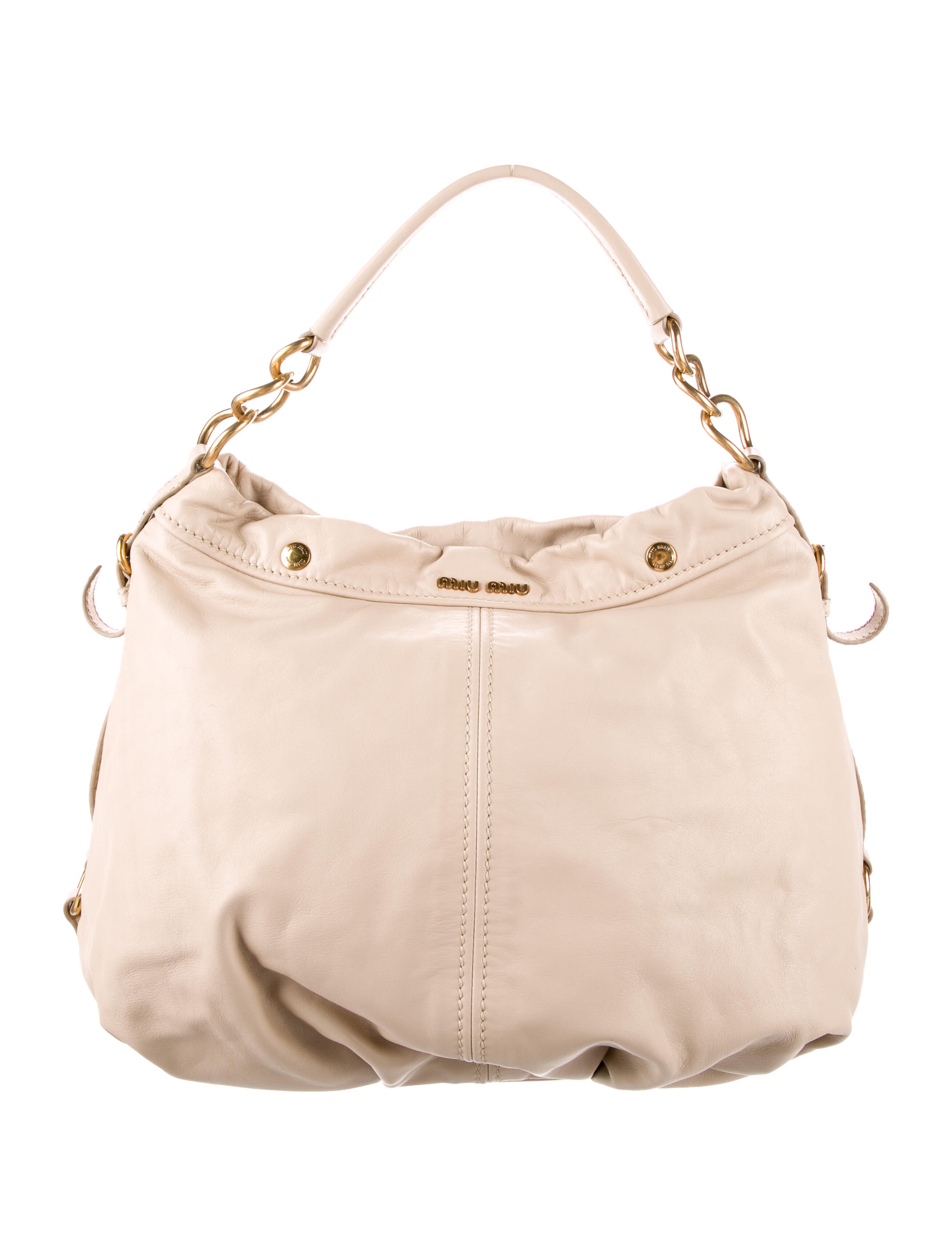 Miu Miu Solid Leather Handle Bag - Neutrals Handle Bags, Handbags - MIU153284 | The RealReal