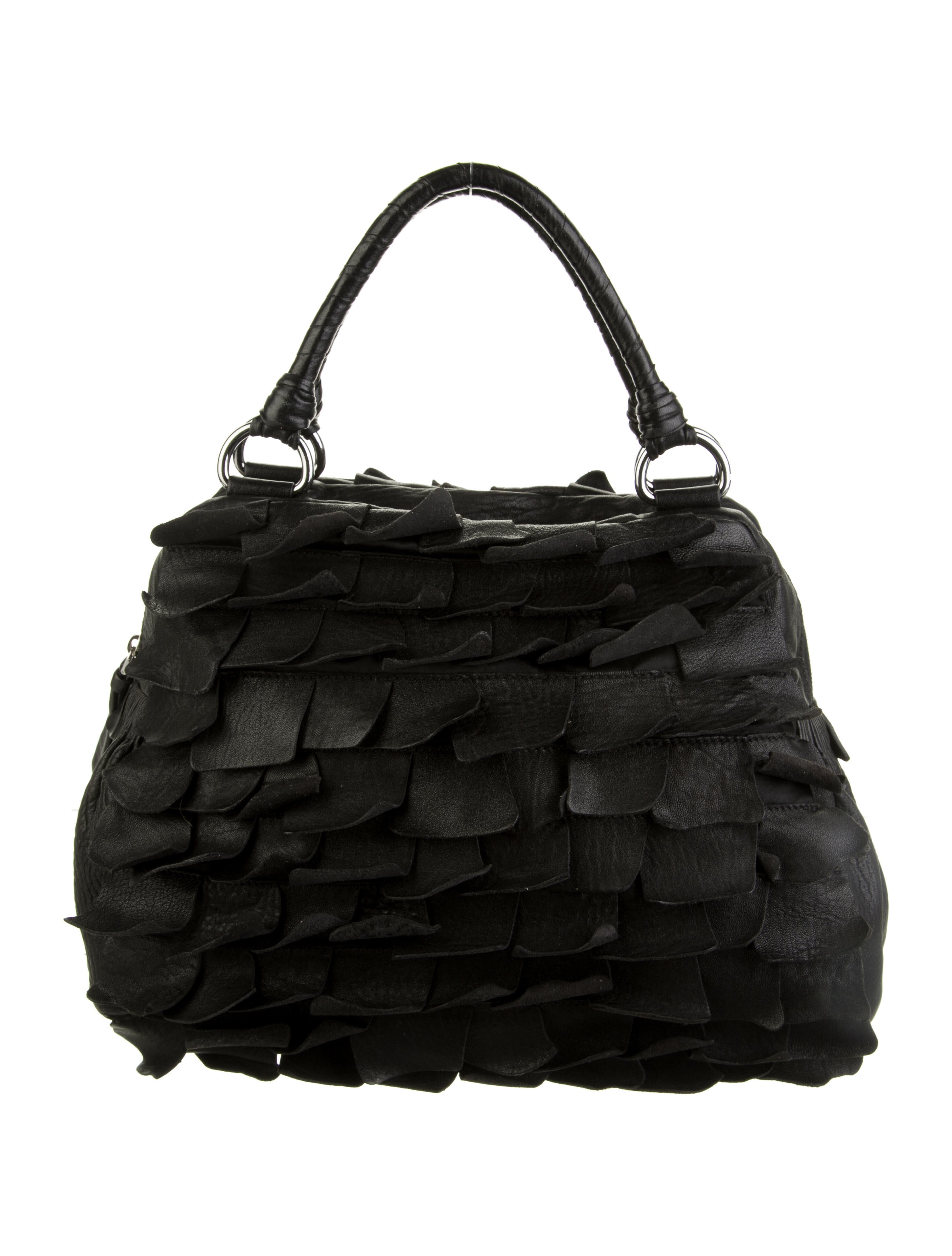 Miu Miu Leather Ruffled Handle Bag - Black Handle Bags, Handbags ...