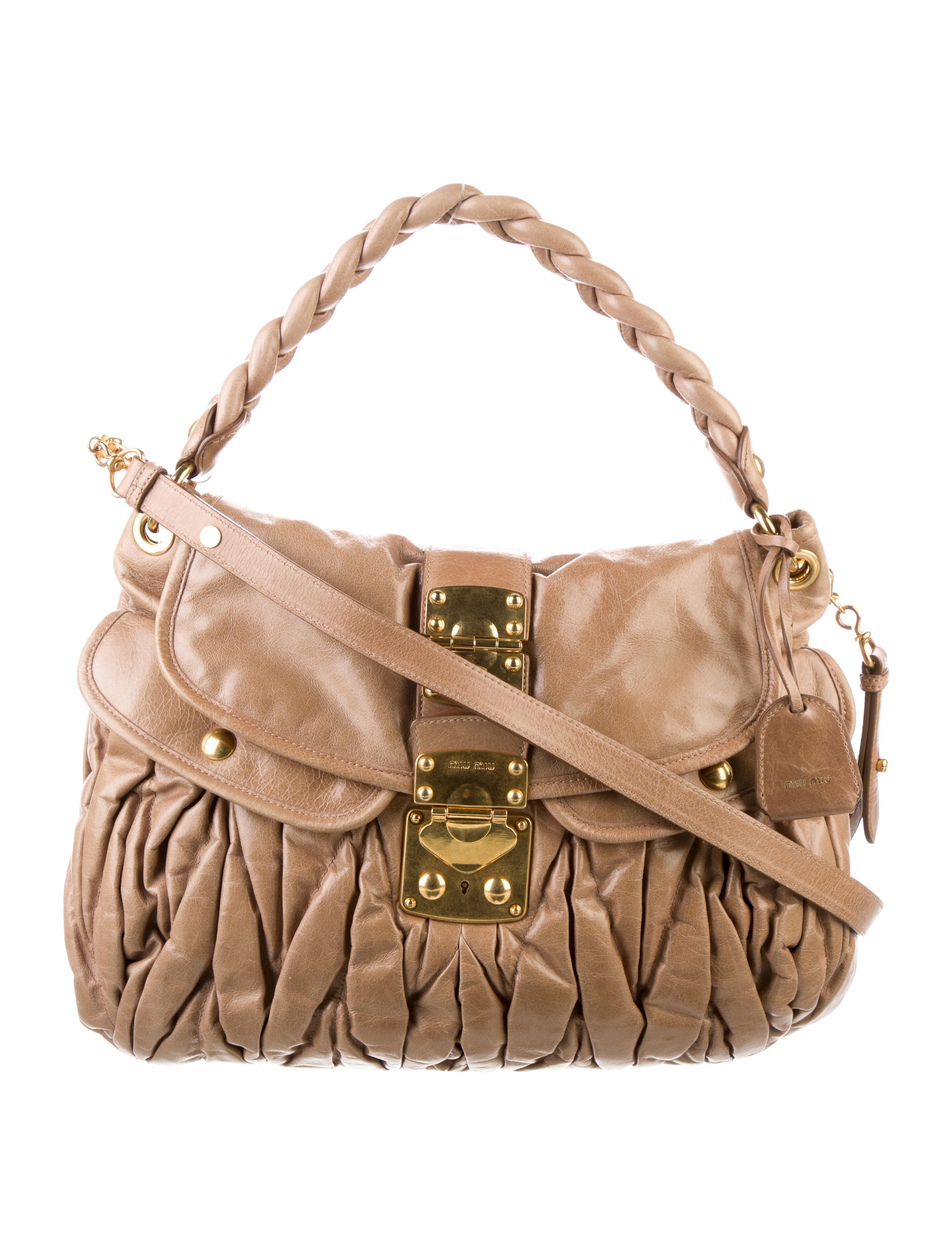 Miu Miu Matelasse Coffer Hobo - Neutrals Satchels, Handbags - MIU165857 | The RealReal