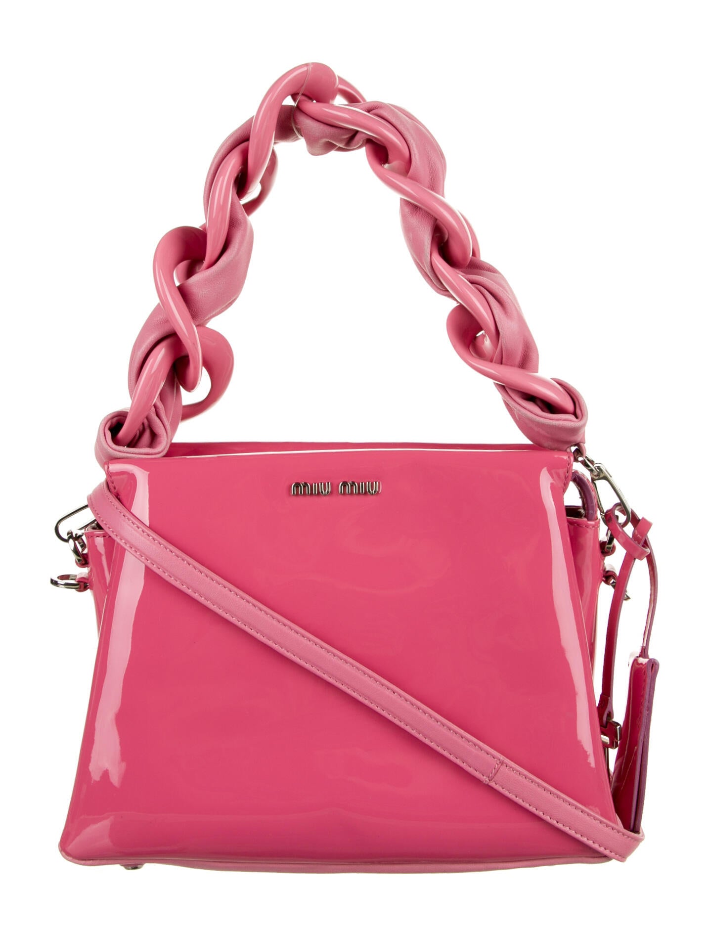 Miu Miu Leather Trim Patent Leather Handle Bag - Pink Handle Bags, Handbags - MIU169149 | The ...