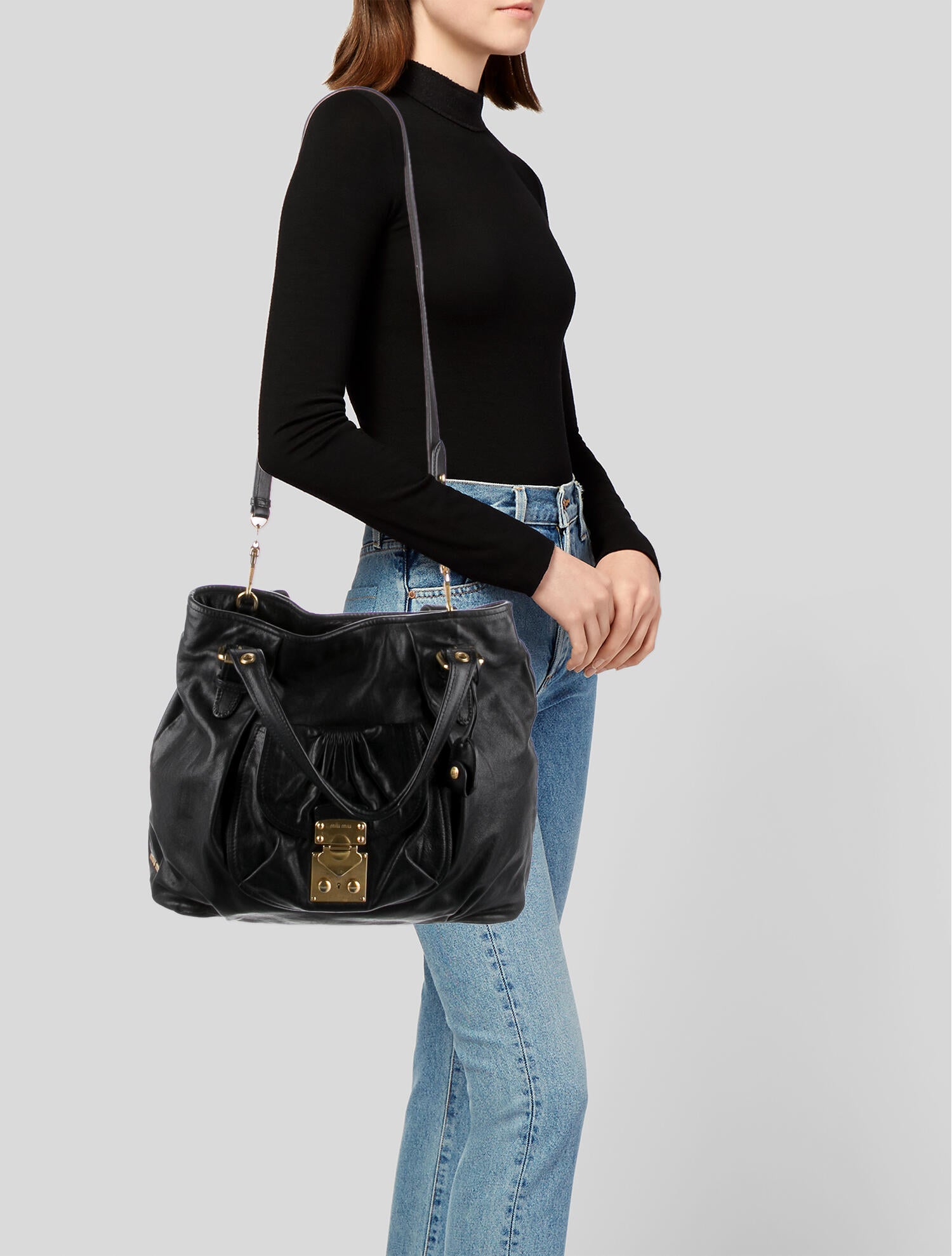 Miu Miu Leather Hobo Bag - Black Hobos, Handbags - MIU169758 | The RealReal