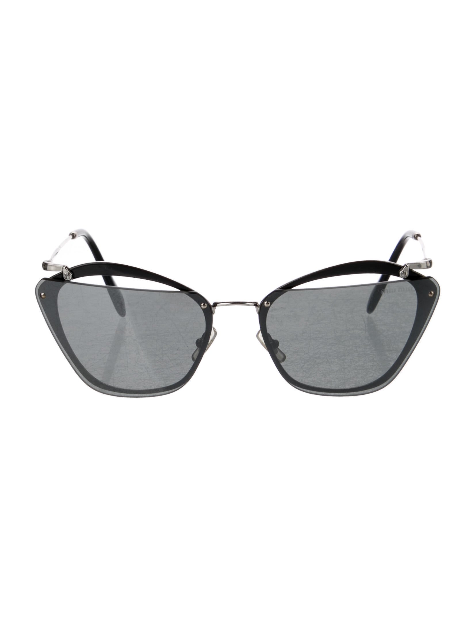 Miu Miu Cat-Eye Mirrored Sunglasses - Black Sunglasses, Accessories ...