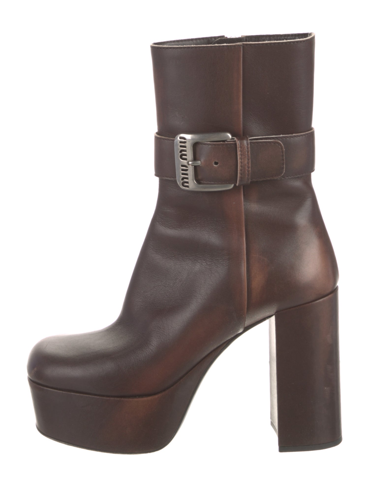Miu Miu Leather Boots - Brown Boots, Shoes - MIU177528 | The RealReal