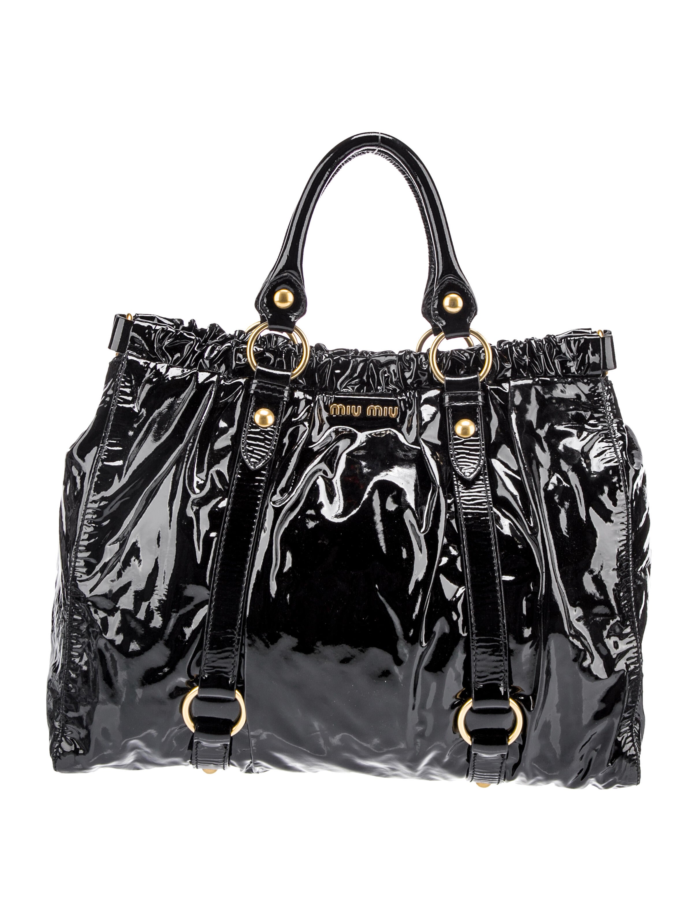 Miu Miu Patent Leather Handle Bag - Black Handle Bags, Handbags ...
