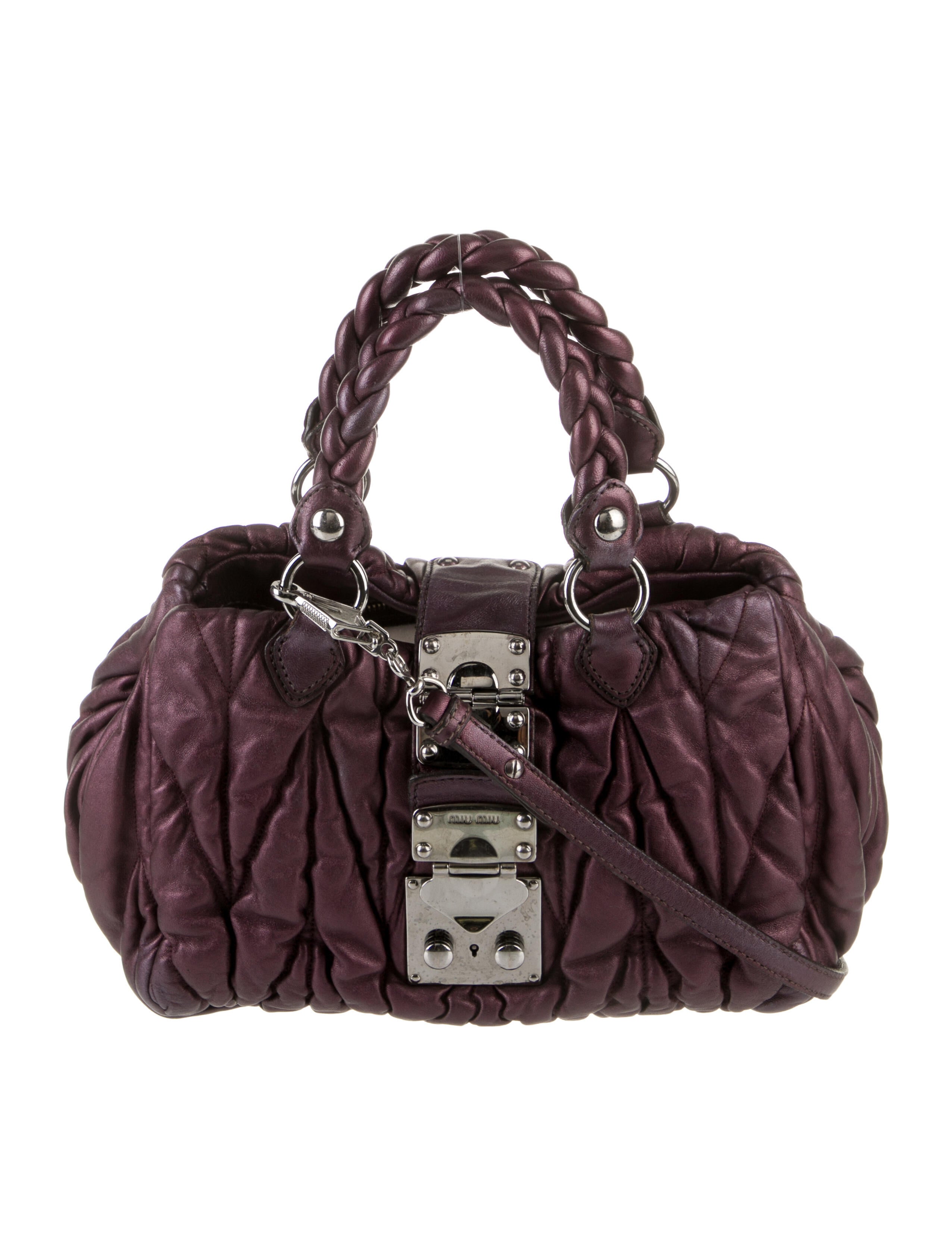 Miu Miu Leather Handle Bag - Purple Handle Bags, Handbags - MIU178888 | The RealReal